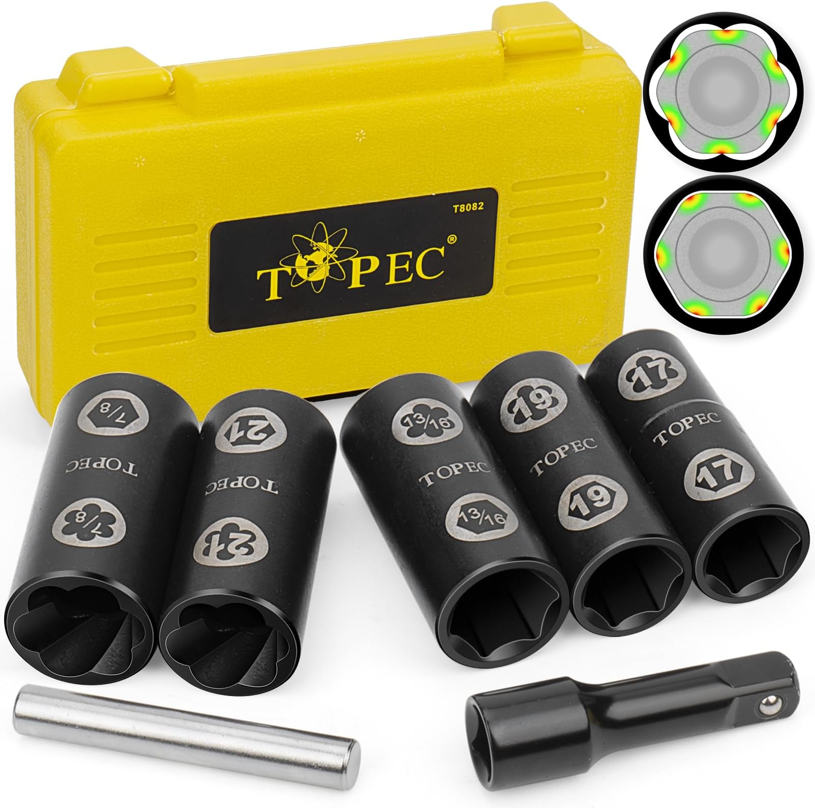 Amazon.com: Topec Flip Edition Lug Nut Socket Set, 7-Piece Wheel Lock ...