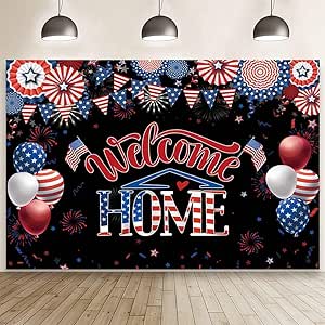 Amazon.com : MEHOFOND 7x5ft Patriotic Welcome Home Backdrop 4th of July ...