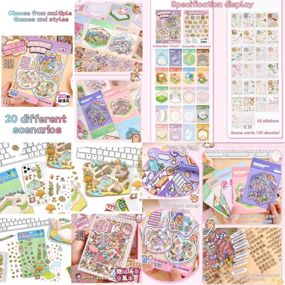 3d Miniature House Stickers 3d Sticker Scene Book 12Pcs DIY 3D House ...