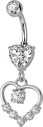Amazon.com: IMPULSE Piercings Heart Shaped CZ with Hollow Heart Pave ...