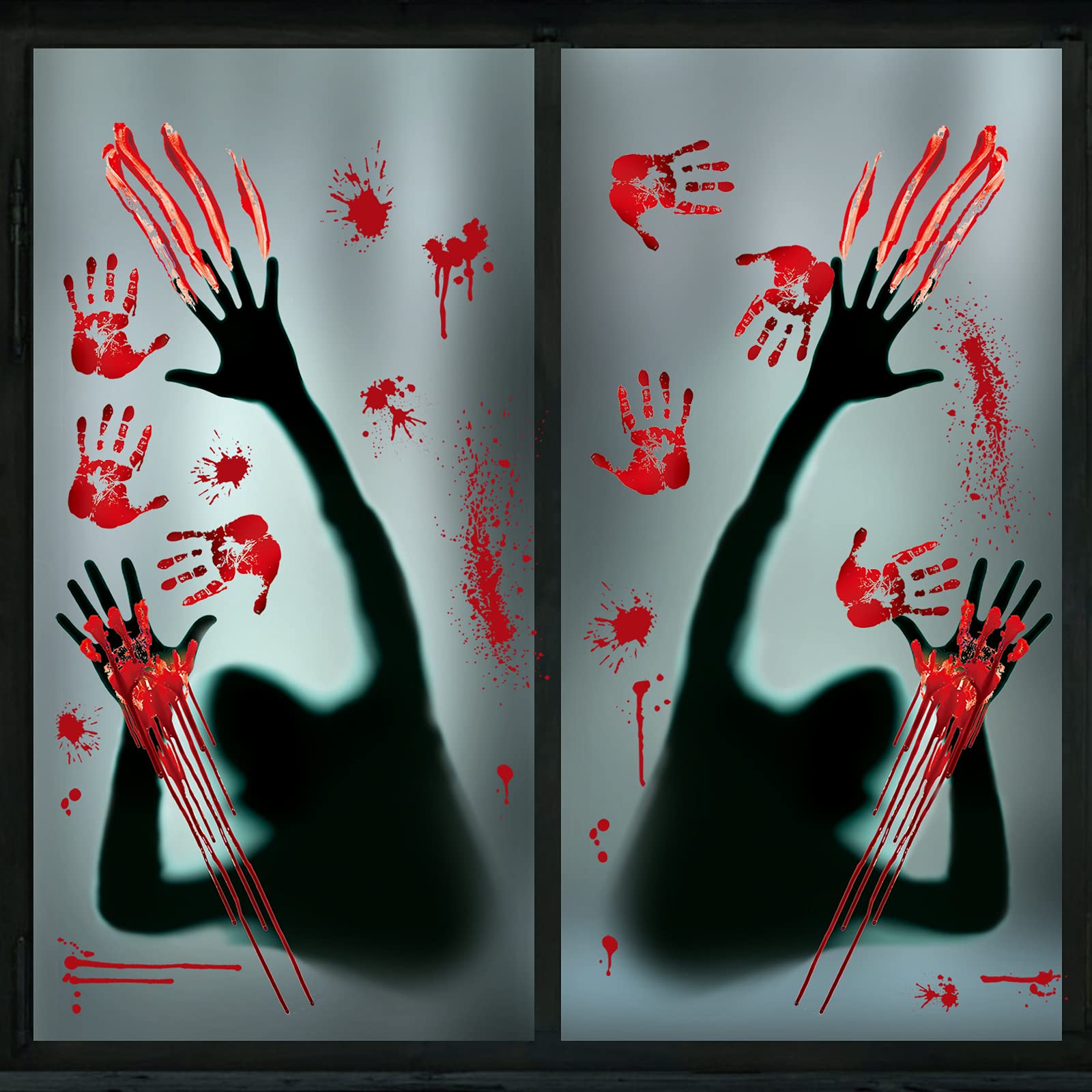 Buy Halloween Bloody Hands Window Stickers,Halloween Creepy Giant ...