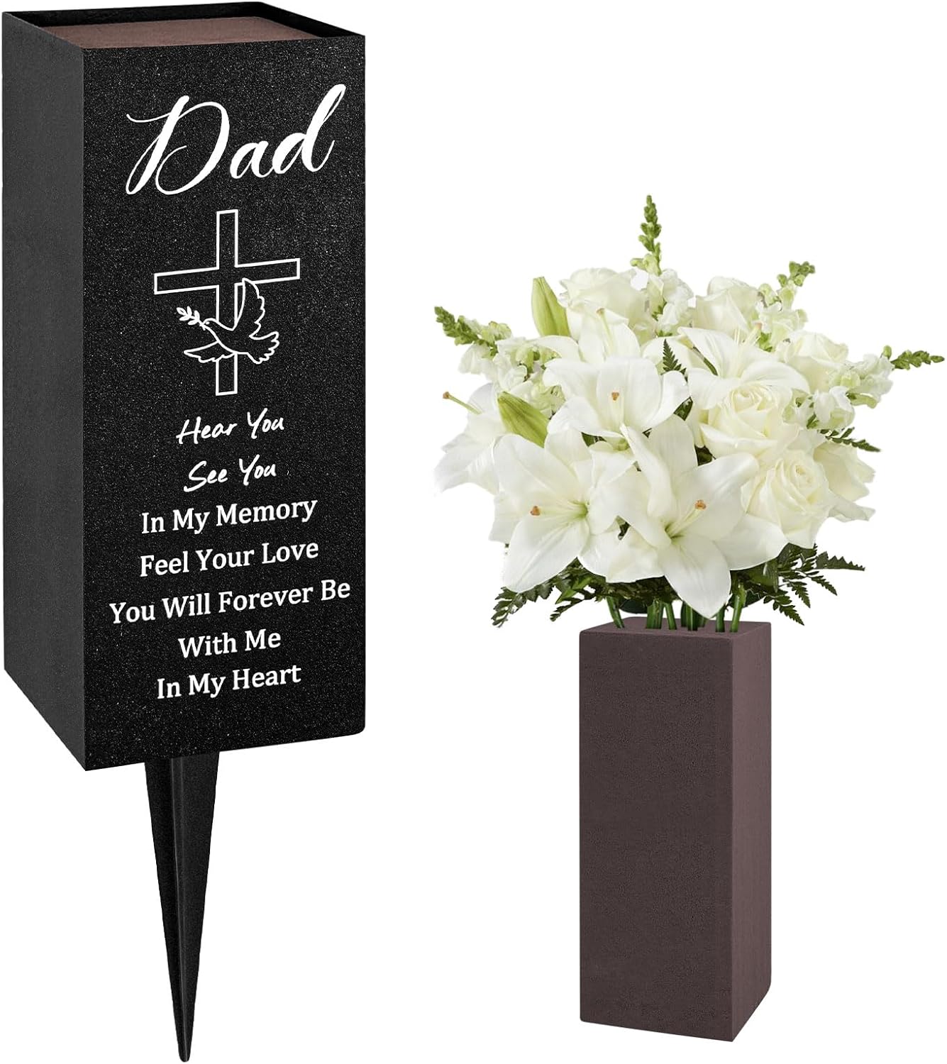 Amazon.com: Cemetery Vases with Spikes and Flower Clay, Metal,Cemetery ...