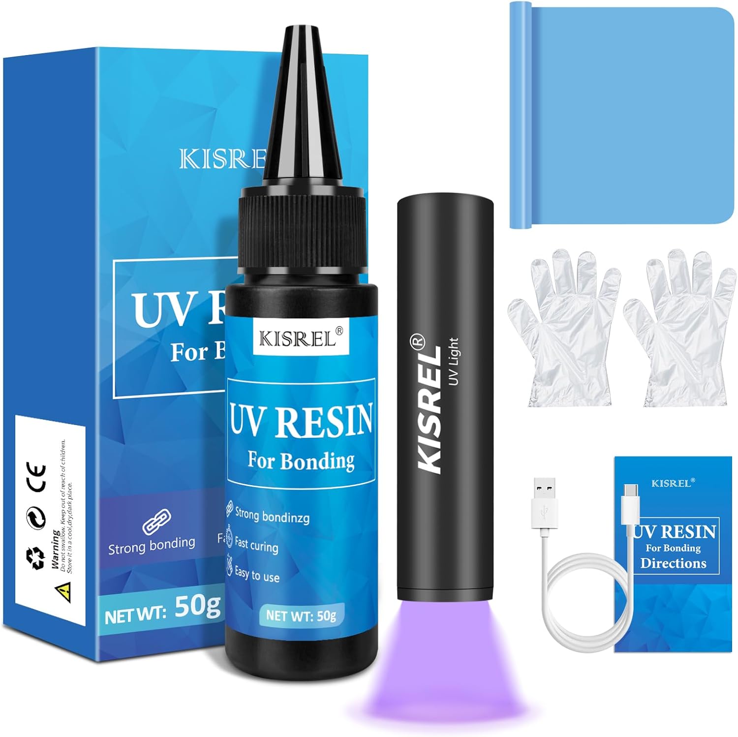 Amazon.com: KISREL 50g UV Resin Kit with Light, Fast Curing & Bonding ...