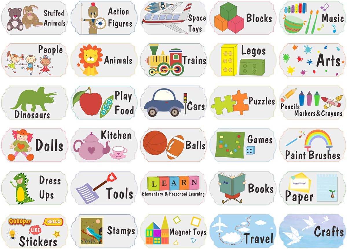 Amazon.com: Mozamy Creative Kids Toy Room Organization Labels Toy Bin ...