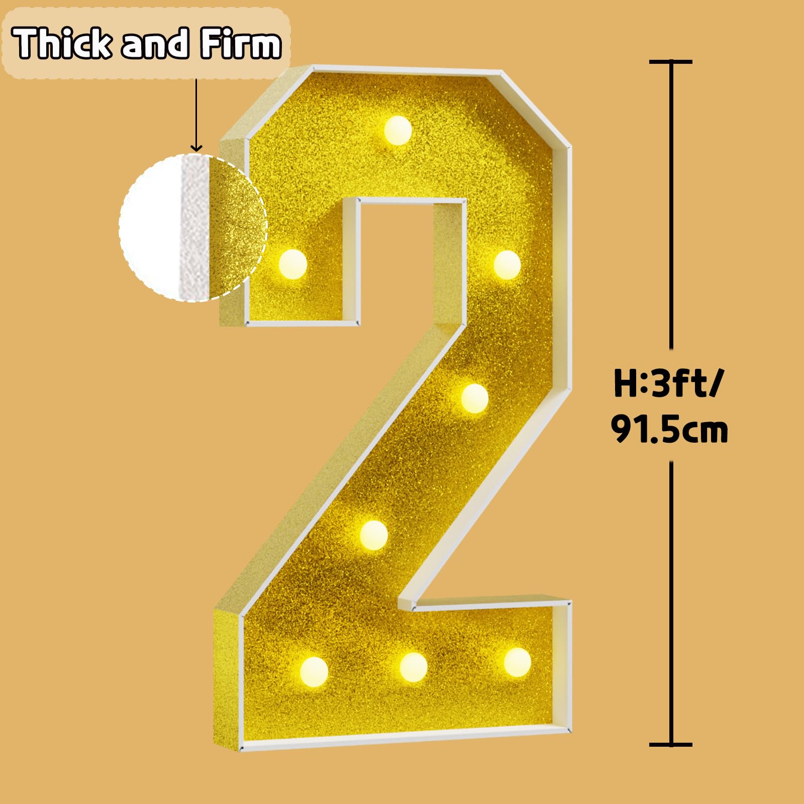 Snapklik.com : Imprsv Marquee Numbers Gold 3FT: Golden Party Decor