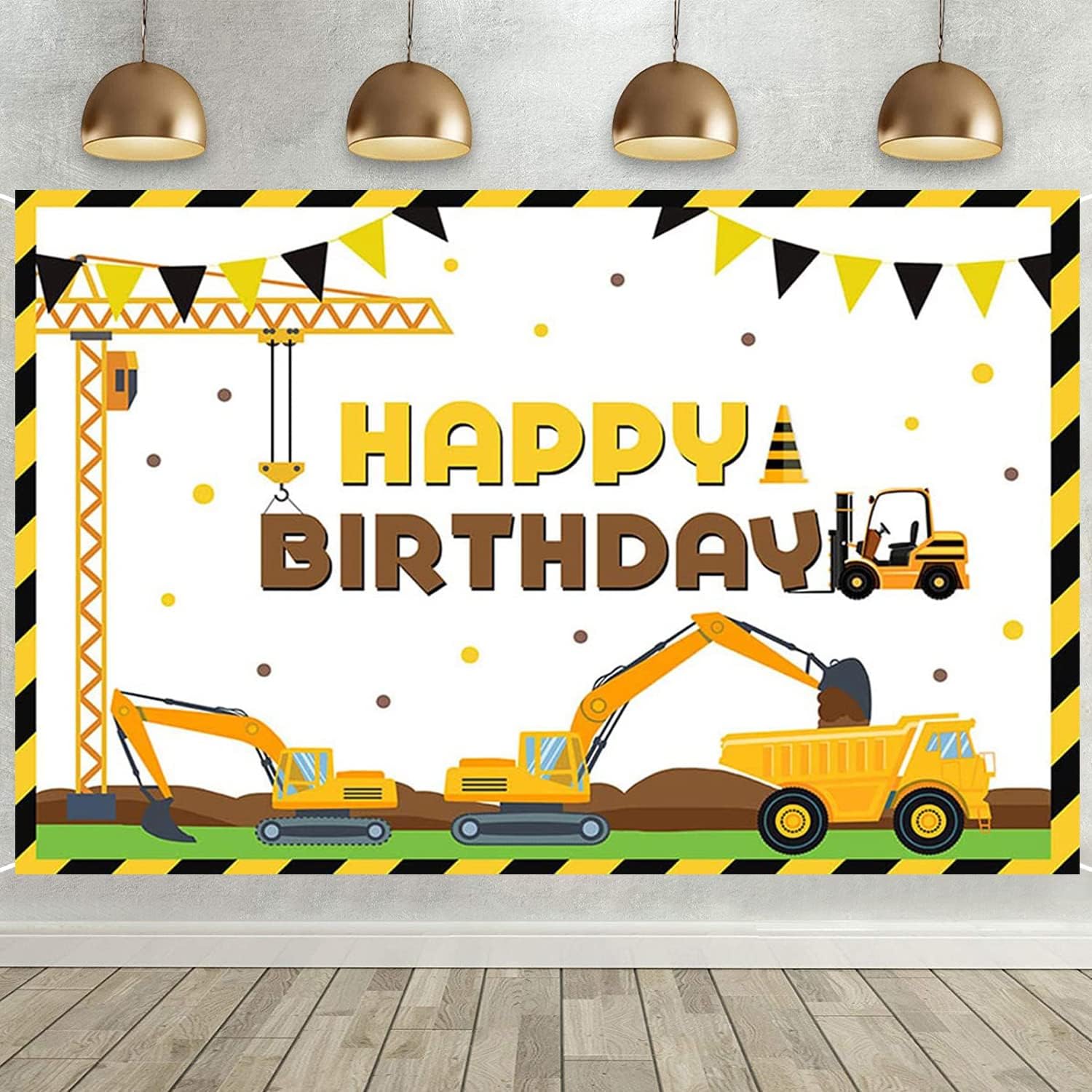 Construction Happy Birthday Backdrop Dump Truck Birthday Background ...