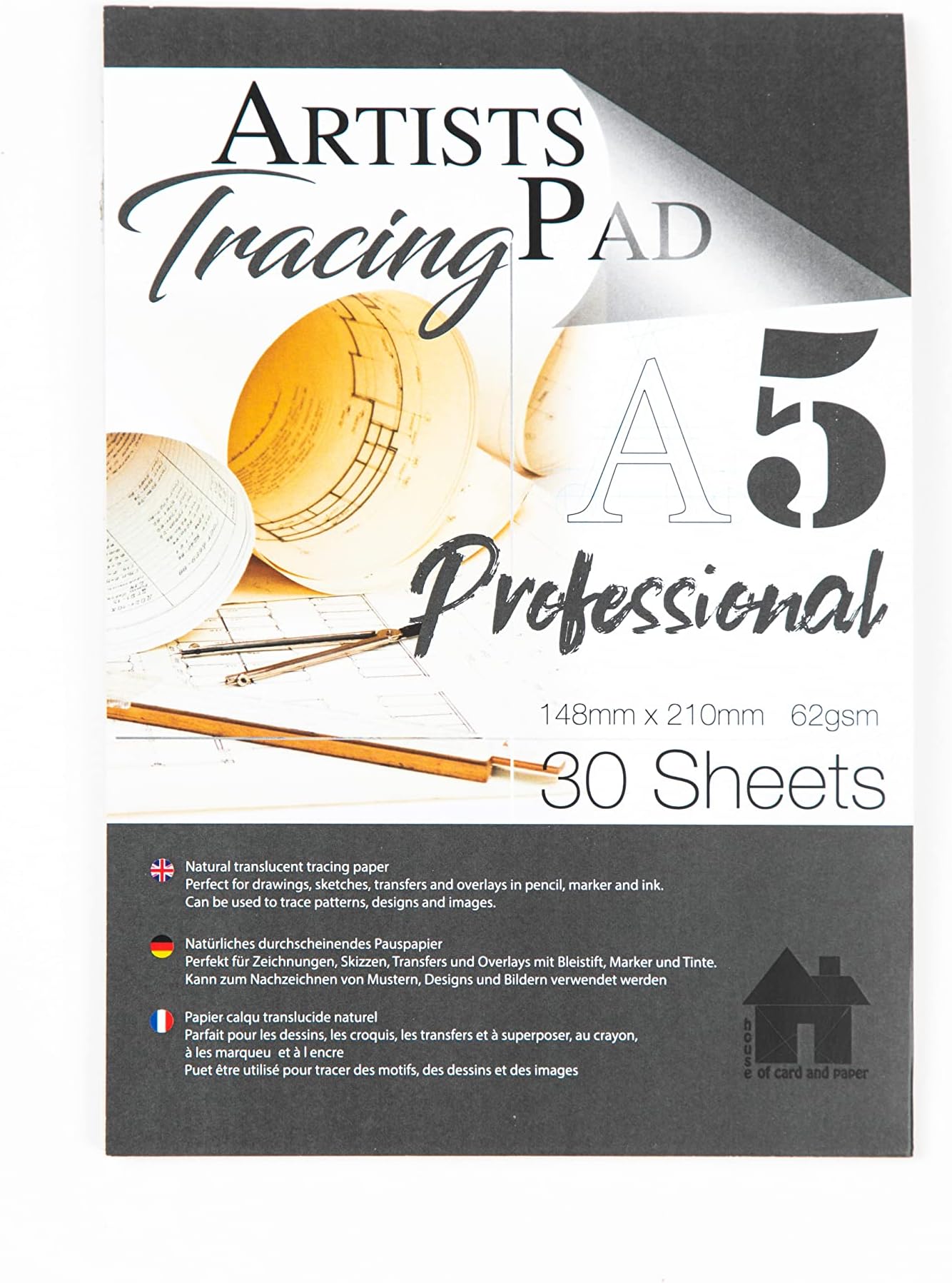 A5 Professional Tracing Paper Pad 62gsm 30 Sheets : Amazon.co.uk: Home ...