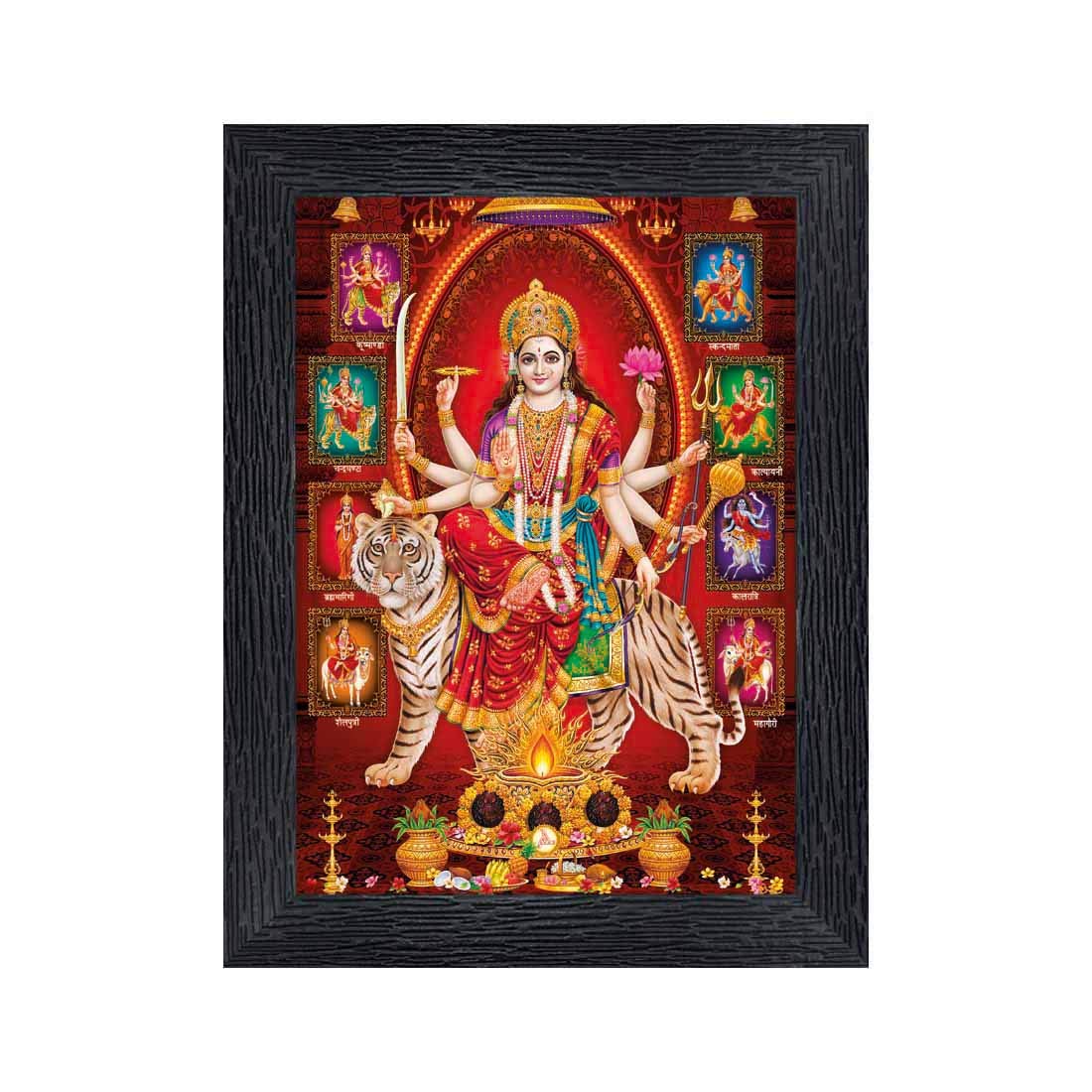 pnf Poster n Frames Maa Durga Wooden Photo Frame With Acrylic ...