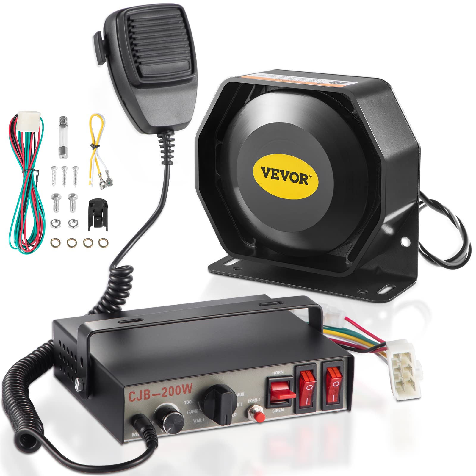 Amazon.com: VEVOR Police Sirens 200W 9-Tone Car Warning Alarm Handhold ...