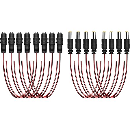 Amazon.com: DC Power Cable 12V 5A Plugs Male Female Connectors for CCTV ...