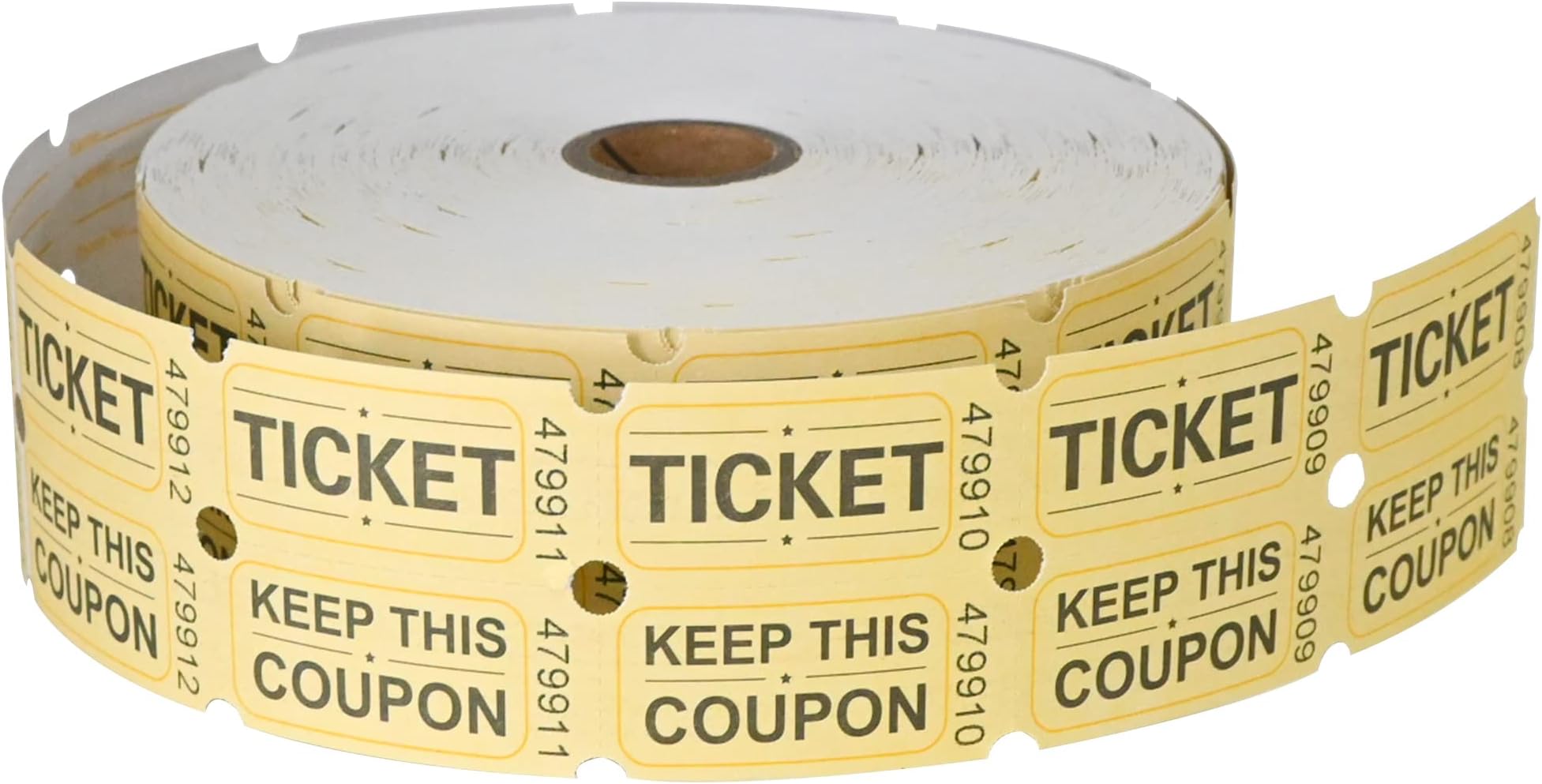 Amazon.com : ESSENTIAL 2000 Yellow Double Raffle Tickets Rolls ...