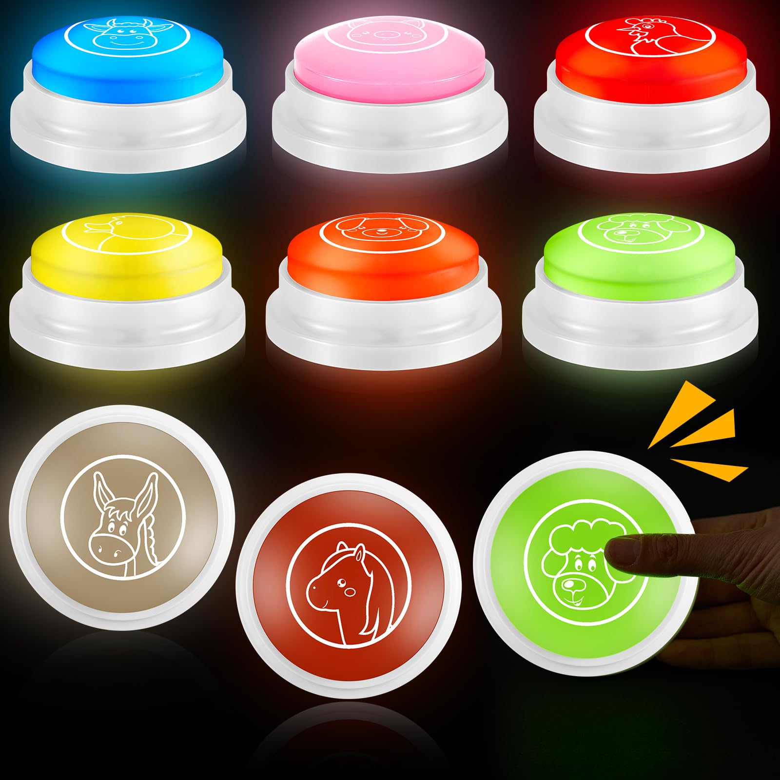 Amazon.com: Syhood 8 Pcs Animal Sounds Buzzers for Trivia Games Family ...