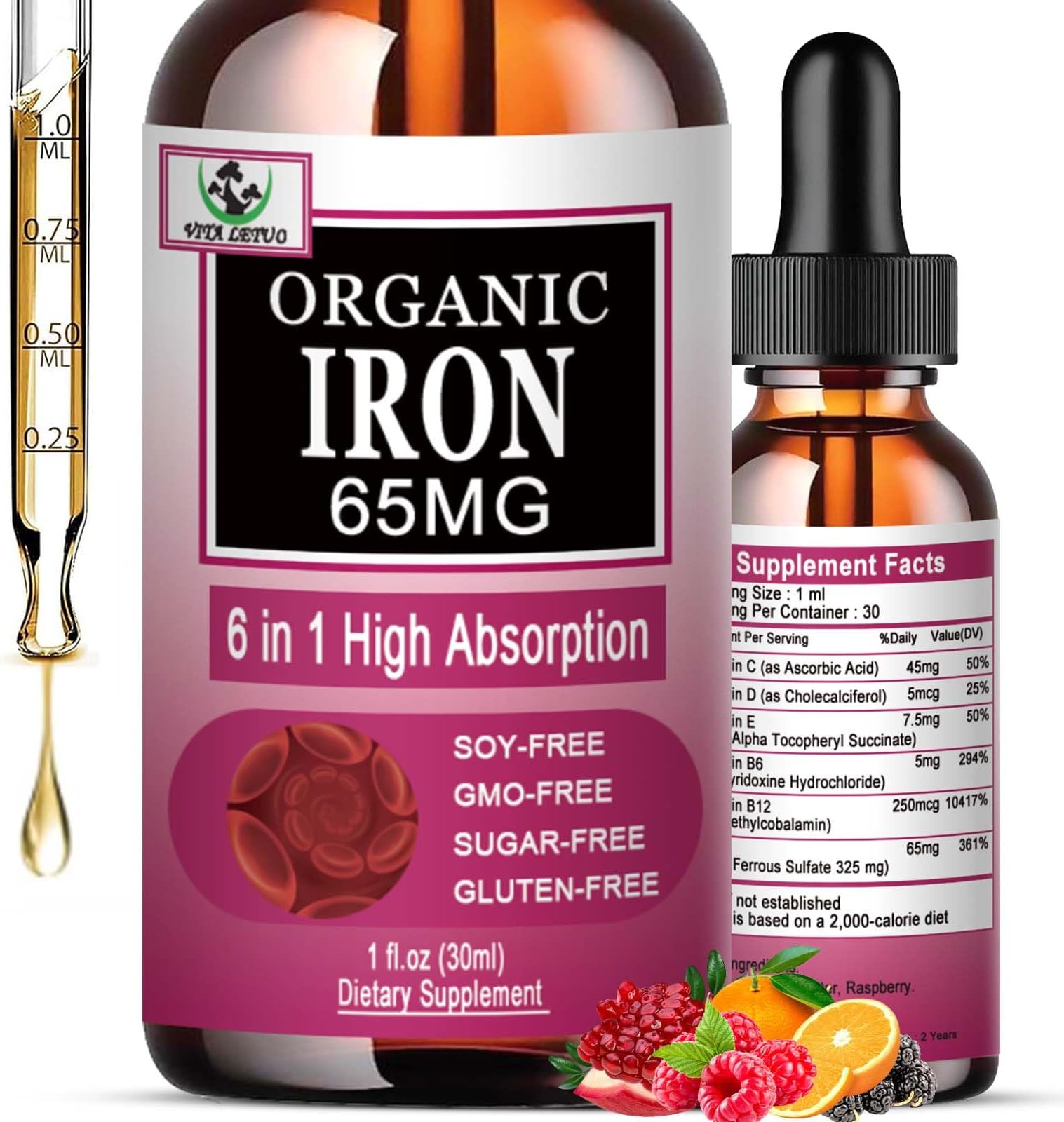 Amazon.com: Iron Supplement for Women with Vitamin C,6-in-1 Liquid ...
