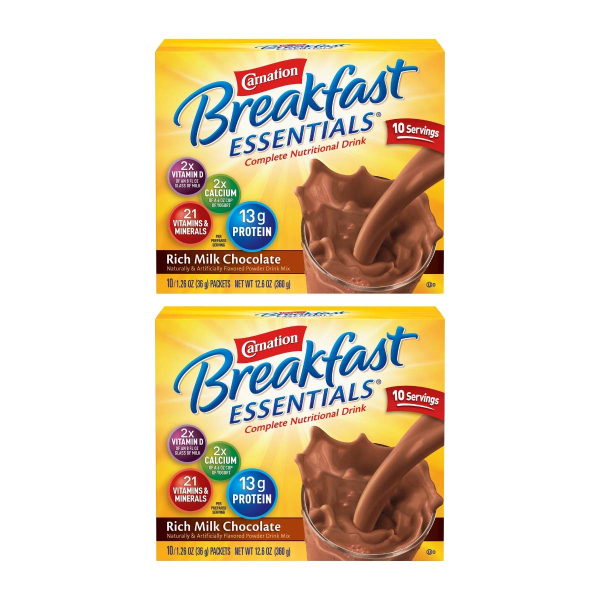 Amazon.com : Carnation Breakfast Essentials Powder Drink Mix, Rich Milk ...