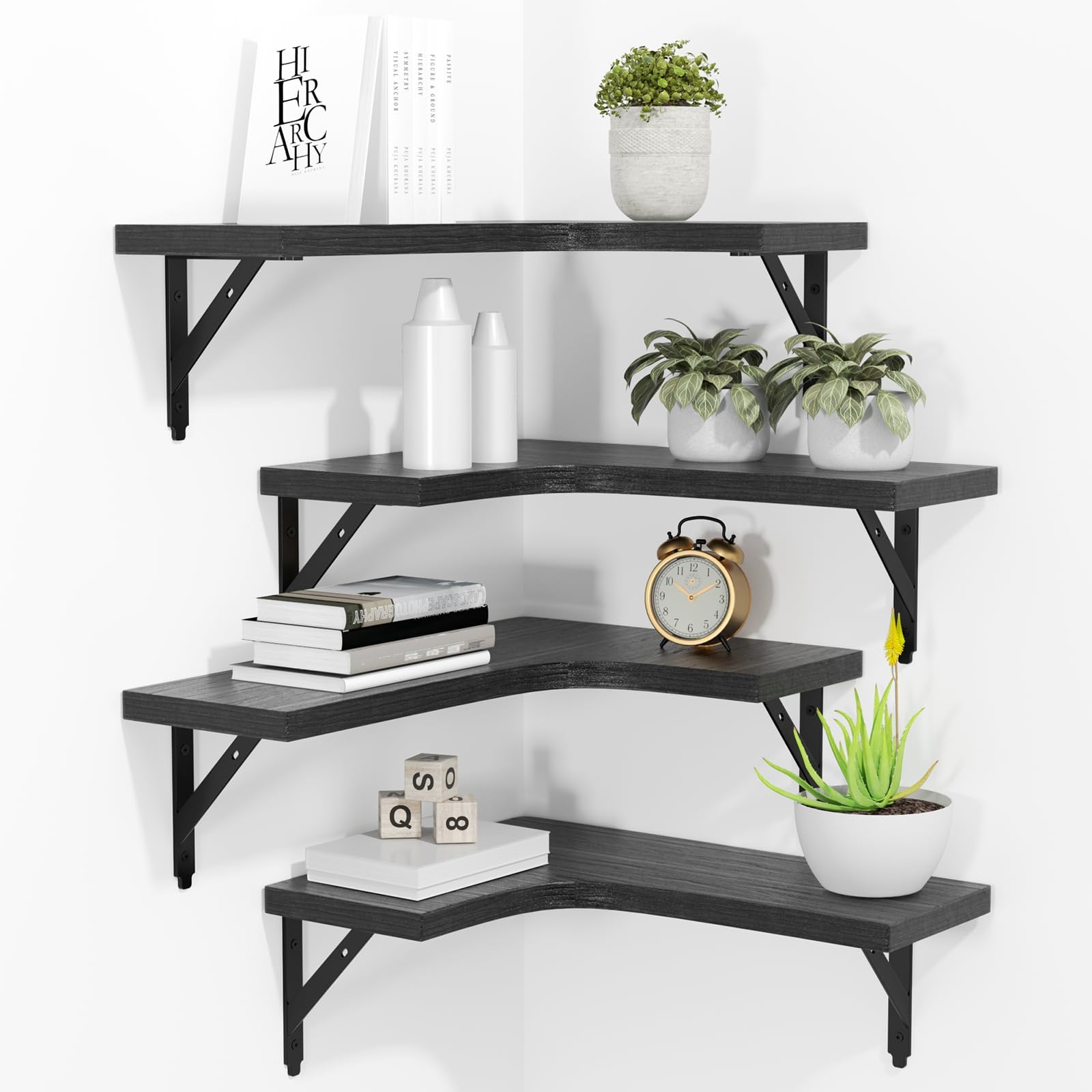 Amazon.com: NATURE'S SOURCE Corner Floating Shelves with Invisible ...