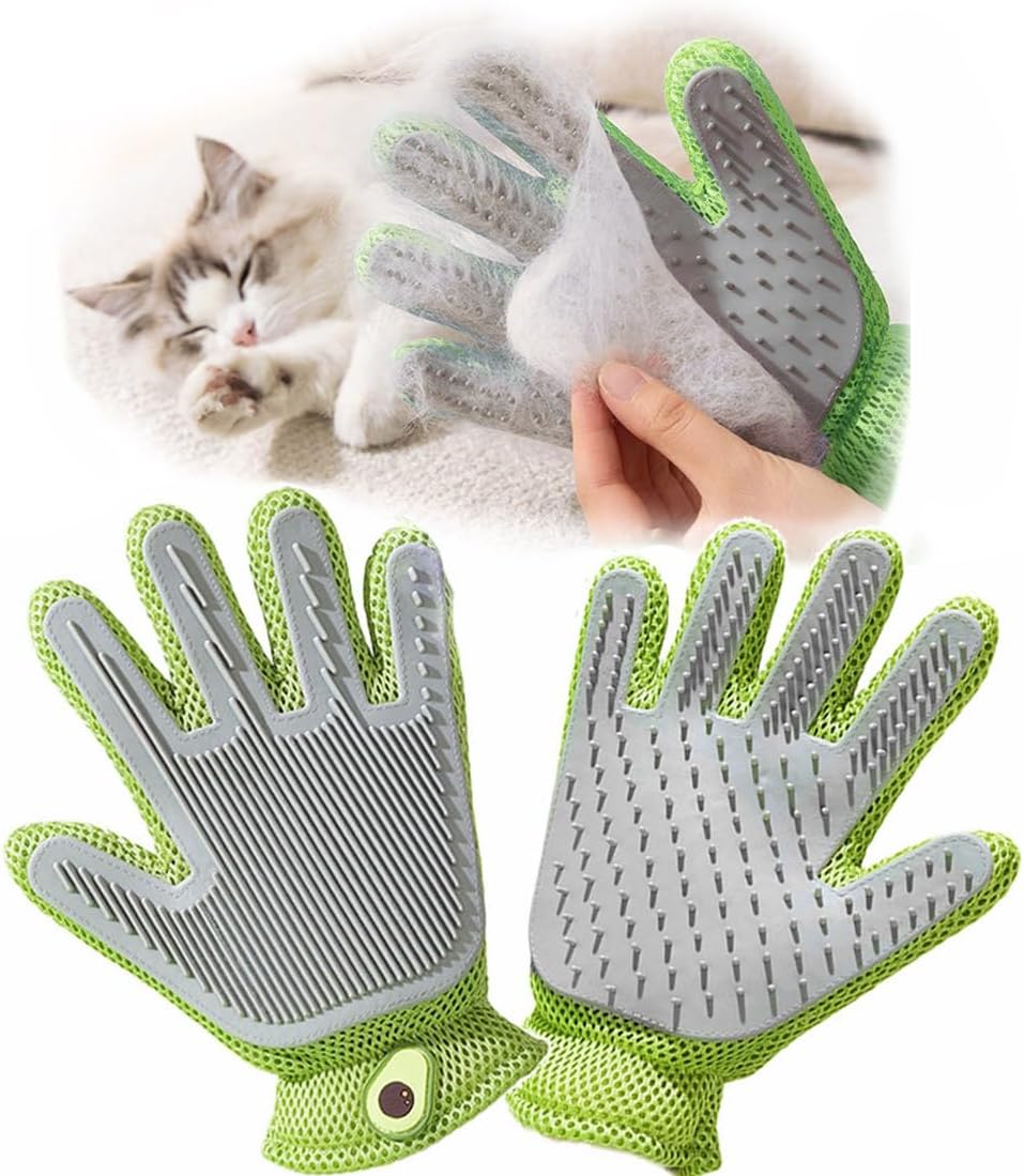 Amazon.com : 2 in 1 Pet Grooming Gloves for Dogs & Cats, Pet Fur ...