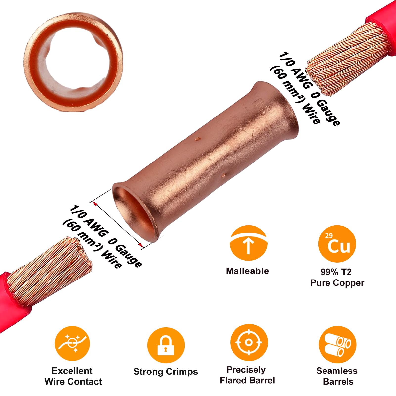 Snapklik.com : 0 Gauge Butt Splice Connectors Kit 12PCS 1/0 AWG Heavy ...