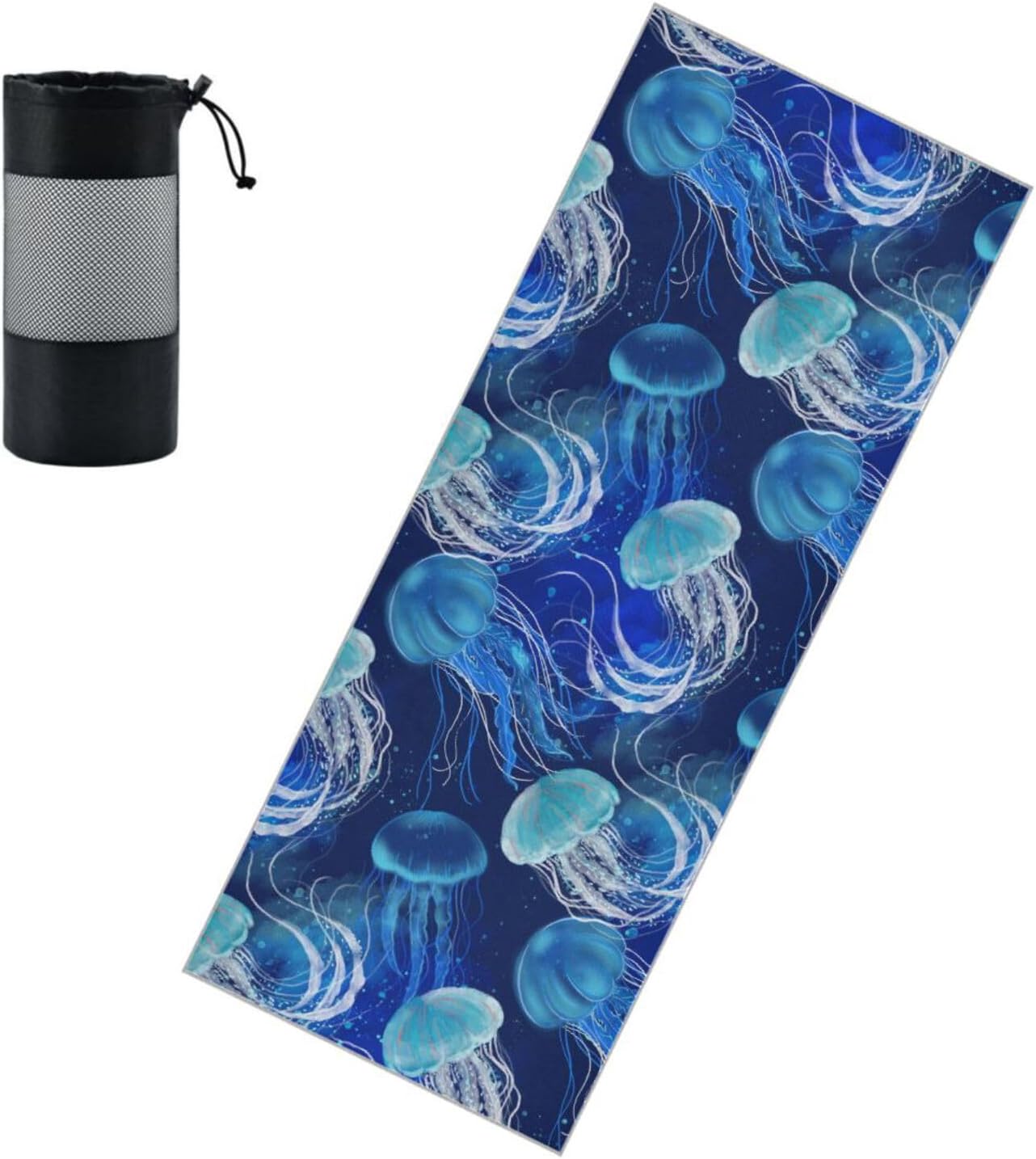 Amazon.co.jp: SAMAU 滑り止め ヨガタオル 折りたたみ クラゲ 吸汗 可愛い 収納袋付き 吸水 速乾 軽量 ホットヨガ ...