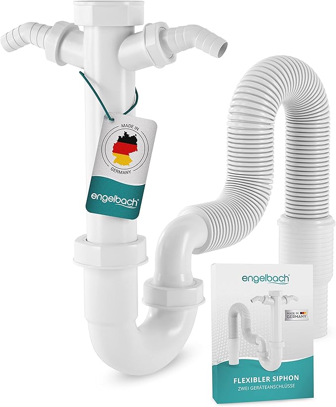 Engelbach Siphon for Kitchen Sink with Flexible Drain Hose, Flexible ...