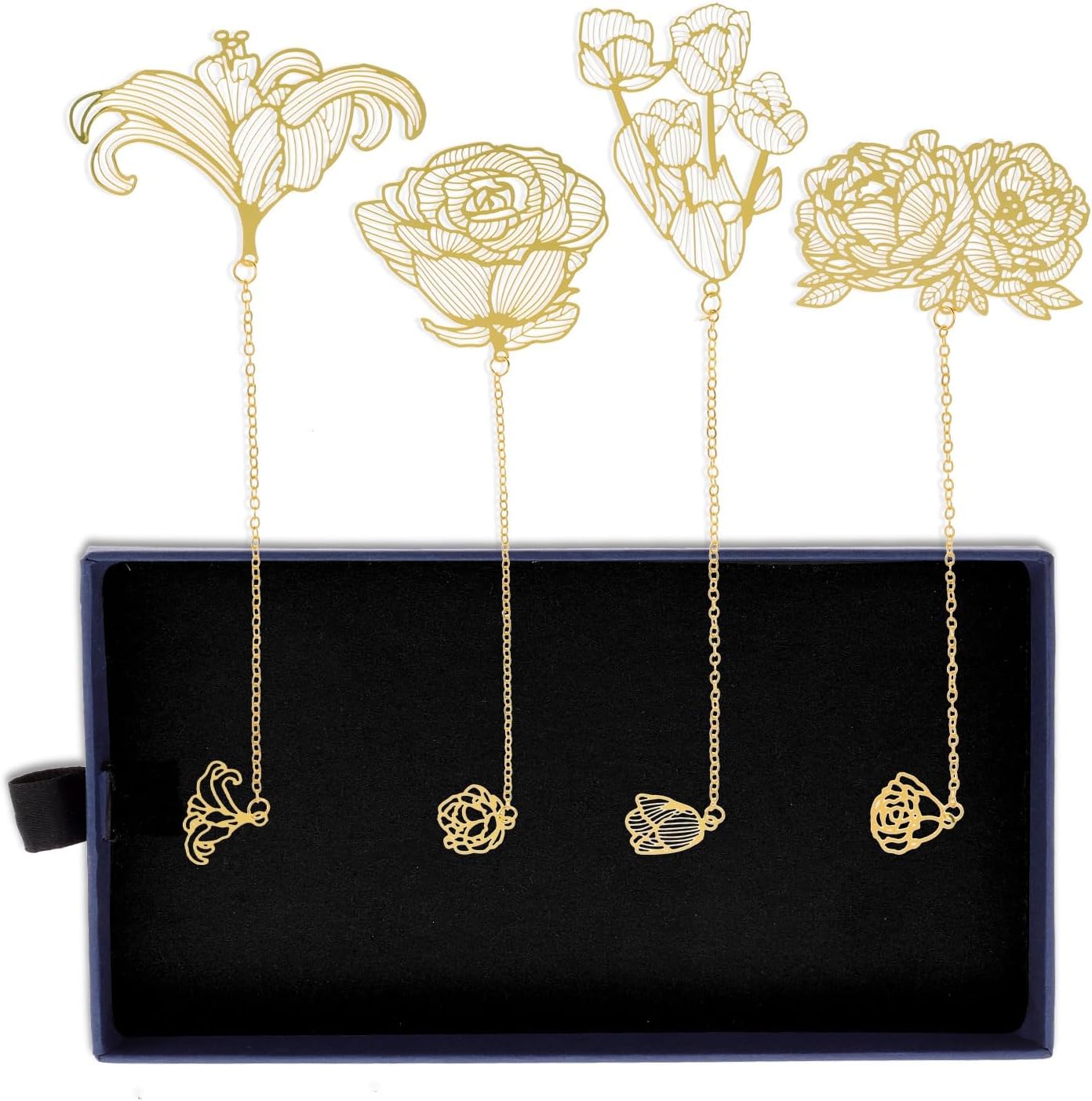 Amazon.com: 6 Pack Metal Bookmarks with Chain, Golden Hollow Bookmark ...