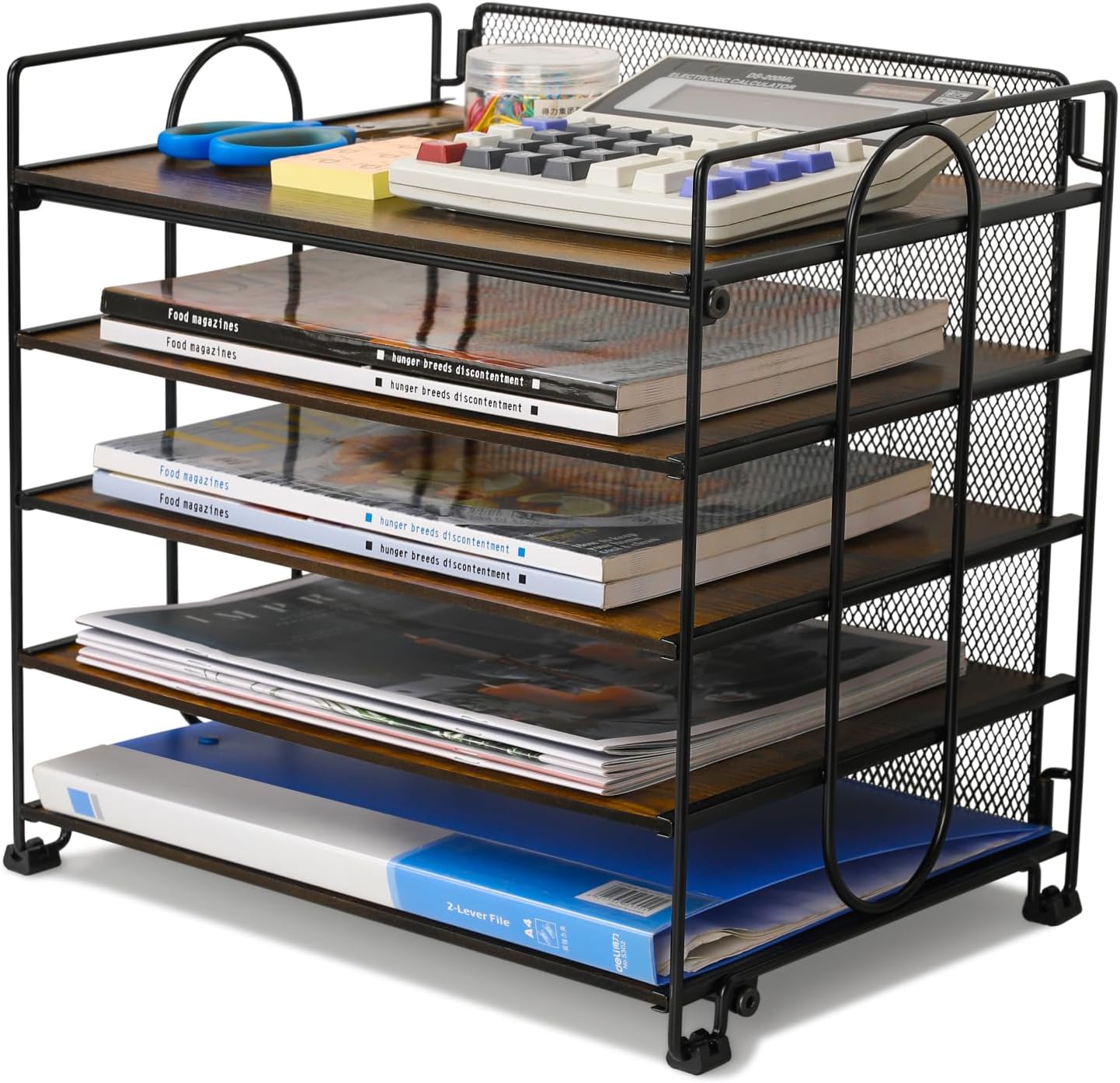 TQVAI 5-Tier Wooden Letter Tray File Organiser A4 Paper Storage Desk ...