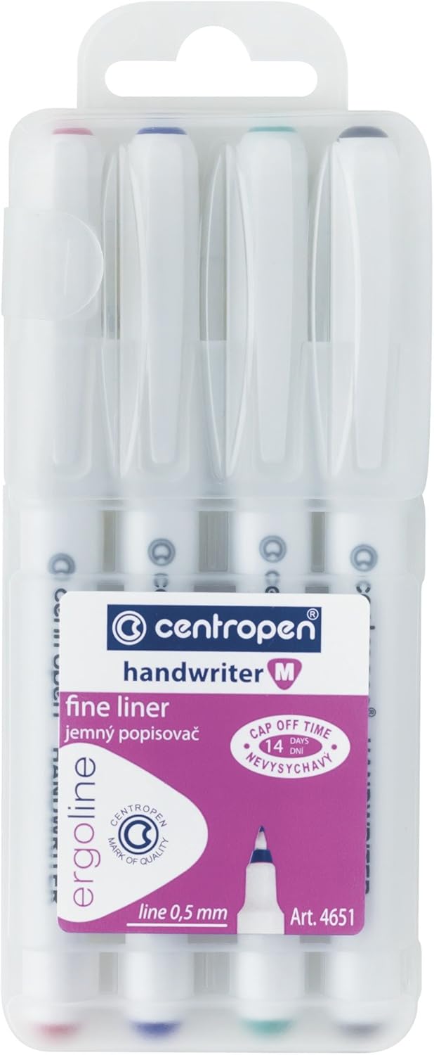 Centropen HANDWRITER FINE LINERS MIXED 4651 - PK4-0.5mm, Assorted ...