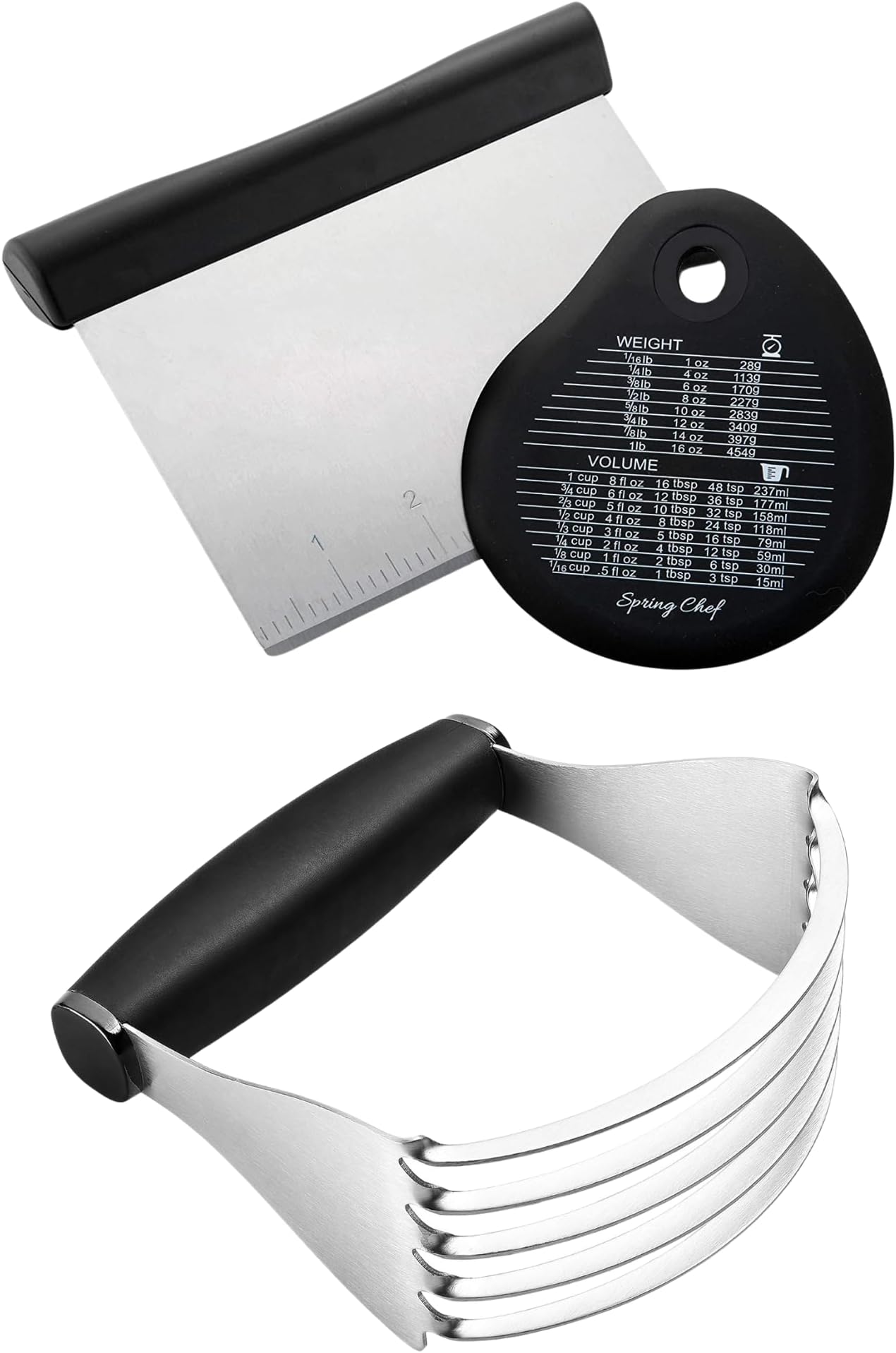 Amazon.com: Spring Chef Stainless Steel Bench Scraper With Bonus Bowl ...