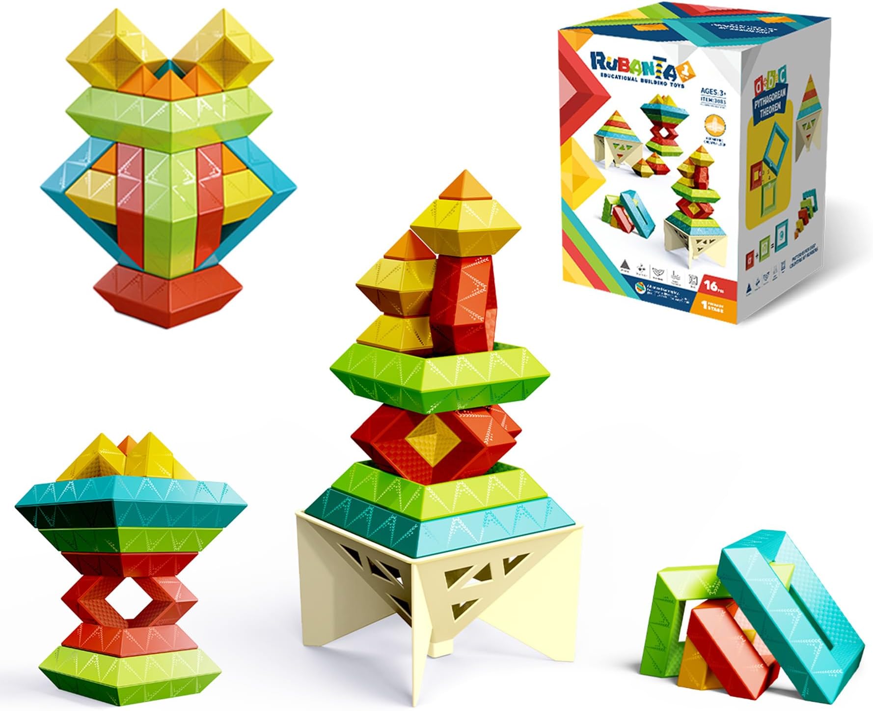 STEAM STUDIO Pyramid Building Blocks 15pcs, Building Blocks Stacking ...