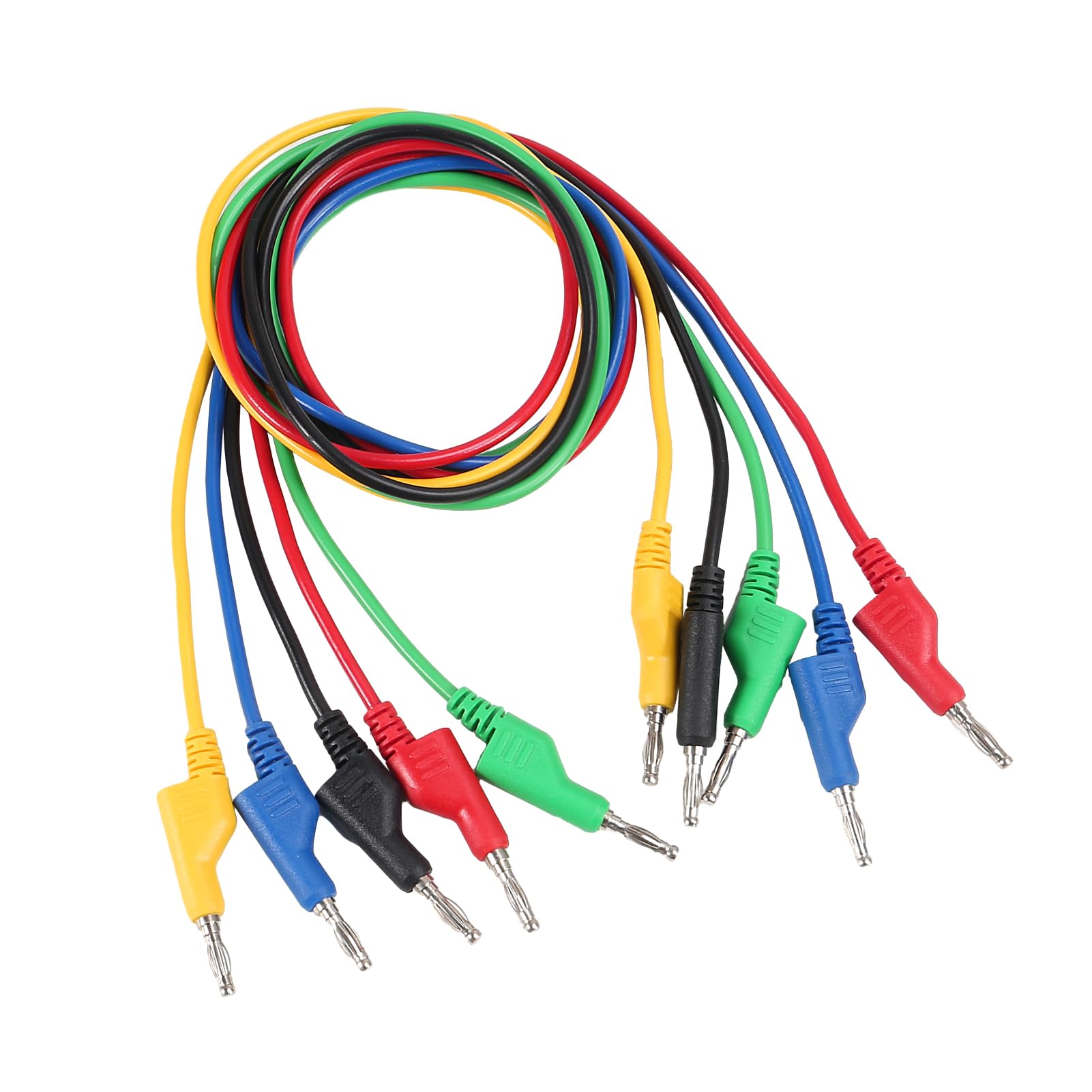 Snapklik.com : 5Pcs Banana To Banana Plug Test Lead 4mm Dual Stackable ...