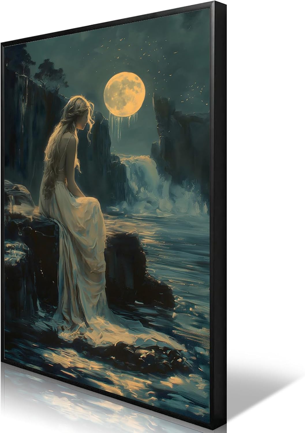 Amazon.com: Generic Witch Waterfall and Moon Print Painting，Moody ...