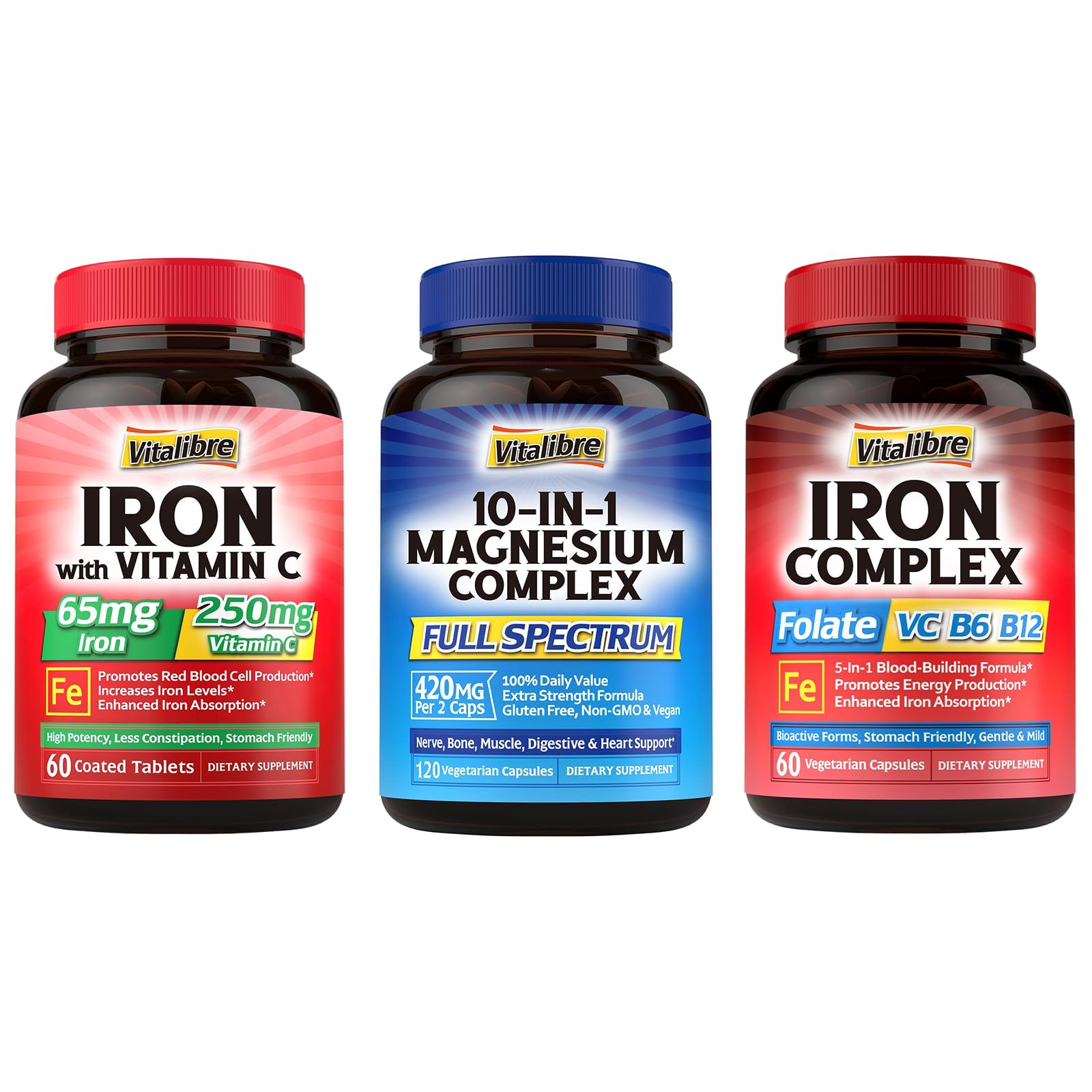 Amazon.com: 10 in 1 Magnesium Complex & Iron Supplement, 65mg Carbonyl ...
