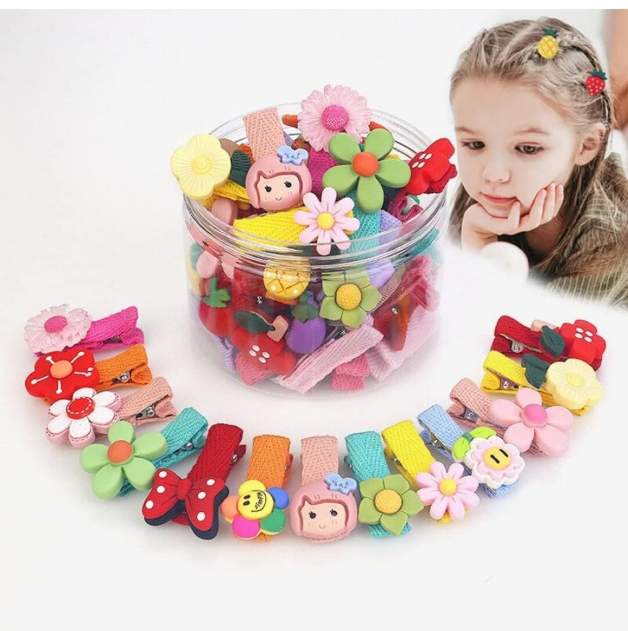 Bakefy 26 Pcs Cute Hair Clips for Girls | Candy Rainbow Baby Hair Bow ...