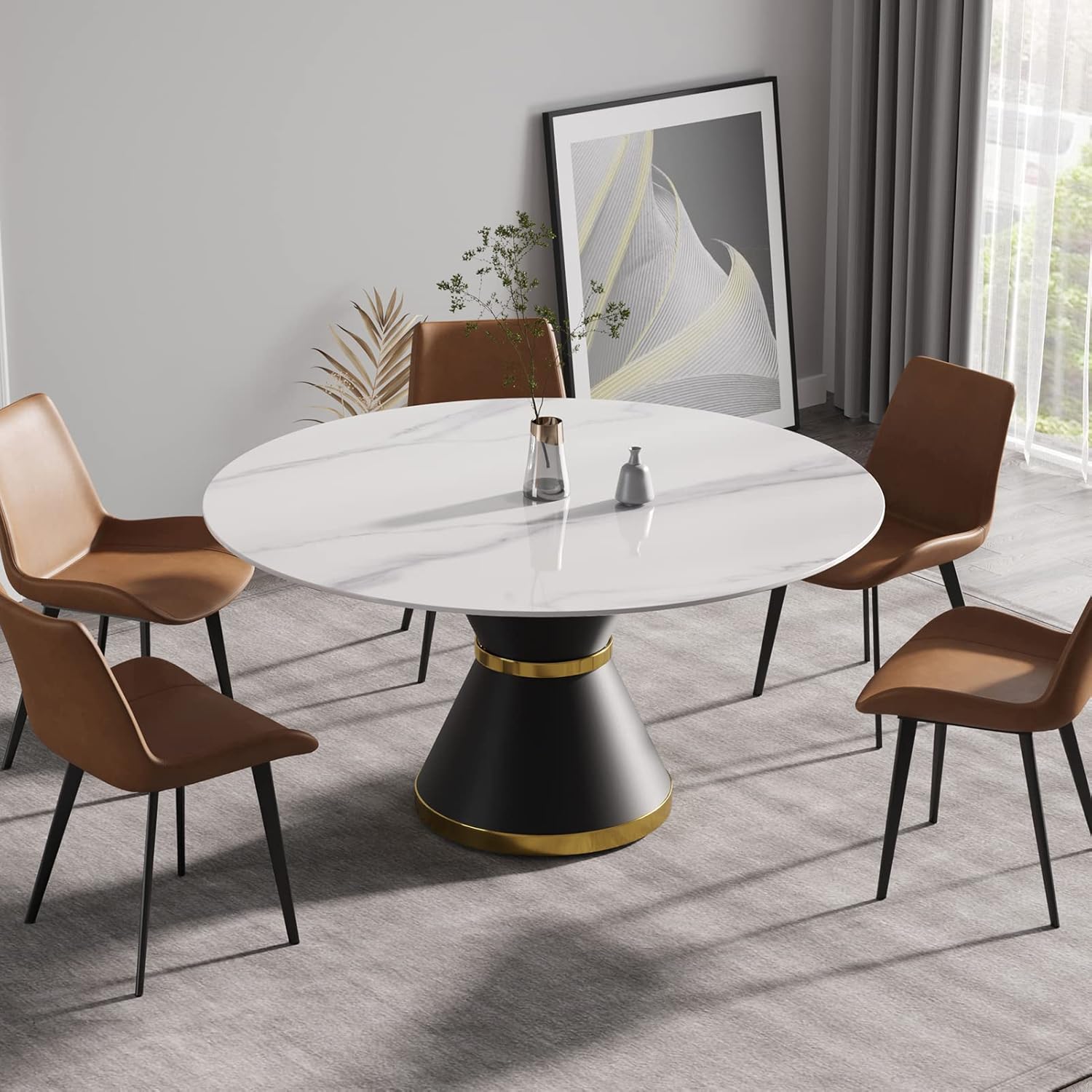 Amazon.com - Modern Kitchen Table for 8 People, 59.05" Round Dining ...