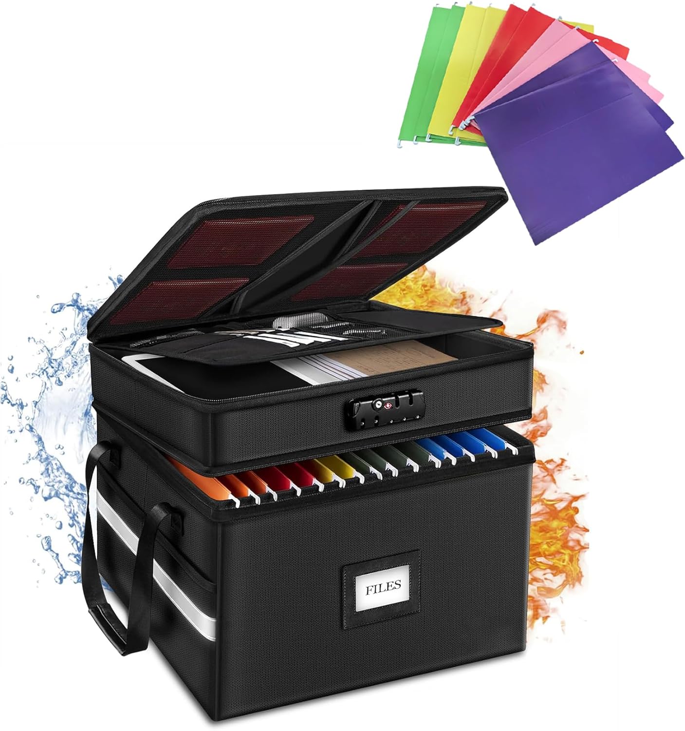 Fireproof Document Safe Box with Lock, Portable Collapsible File ...