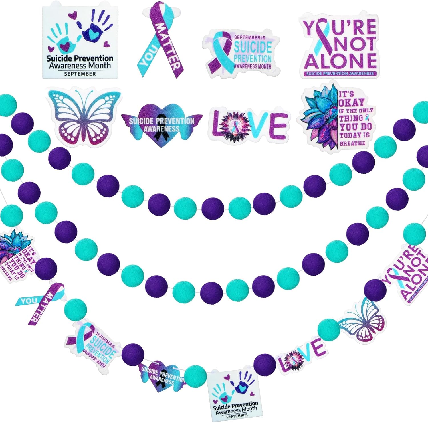 Amazon.com: 3 Pcs Suicide Prevention Awareness Month Hanging Pompom ...