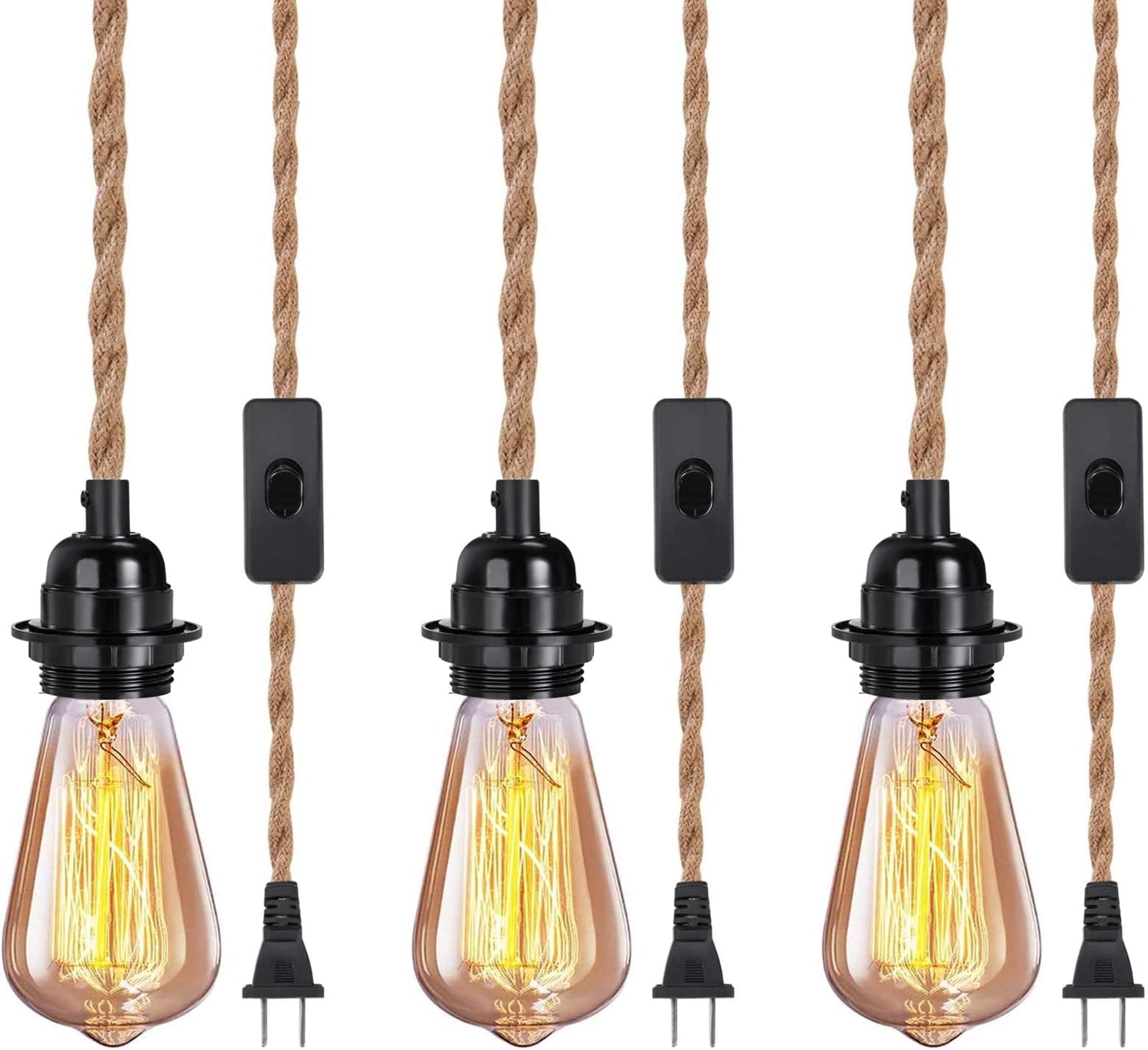 Amazon.com: Joyzan Twisted Hemp Rope Light Holder, Rope Bulb Lamp ...