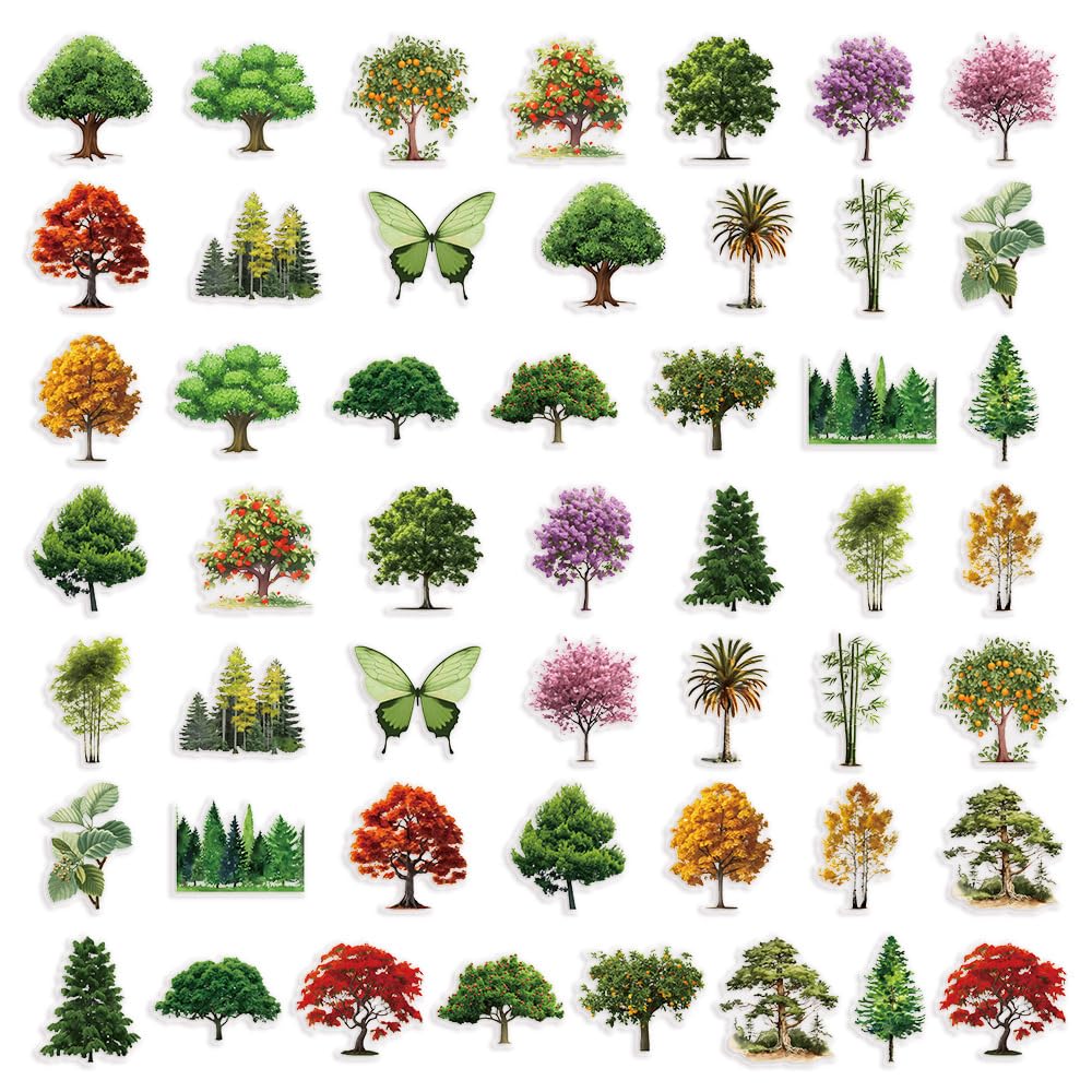 Plant Theme Decorations Forests & Trees Stickers 50-Pack - Waterproof ...