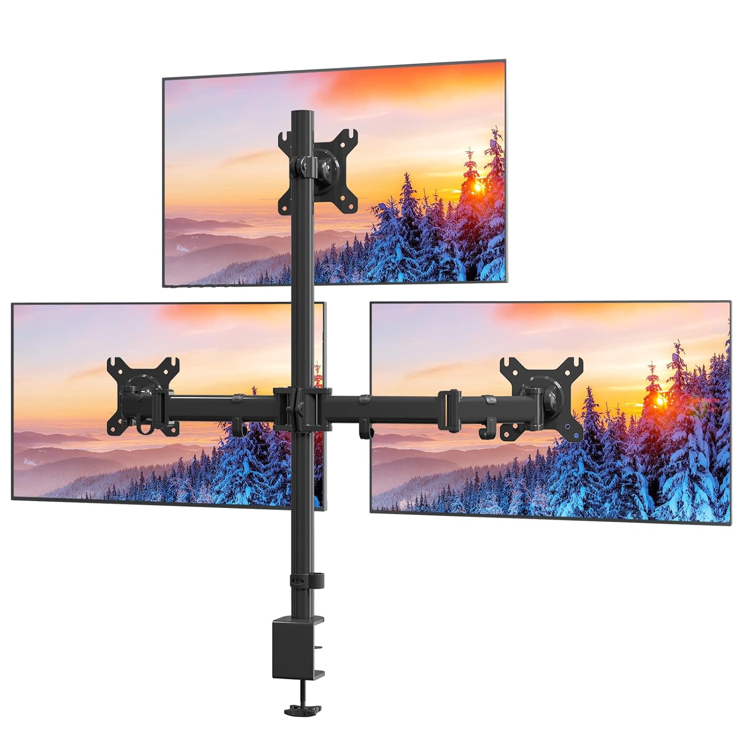 Joy Seeker Triple Monitor Stand, Fully Adjustable Three Monitor Desk ...