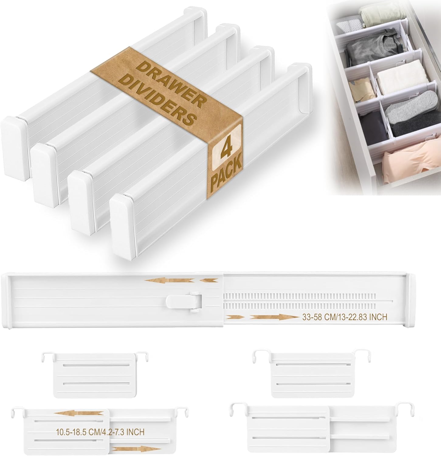 Amazon.com: CeeVian Kitchen Drawer Dividers 4+4 Pack Drawer Divider ...