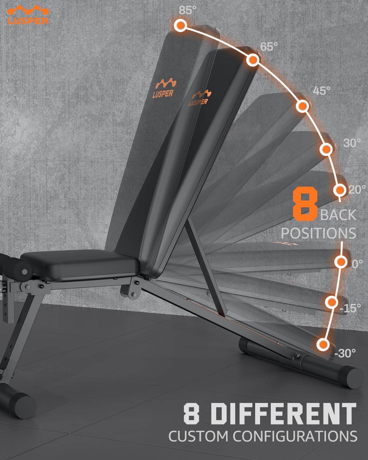 Snapklik.com : Lusper Adjustable Weight Bench Foldable - 600 Lb Stable ...