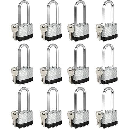 LanuBe Lock Laminated Steel Keyed Padlock,Keyed Alike Locks, Long ...