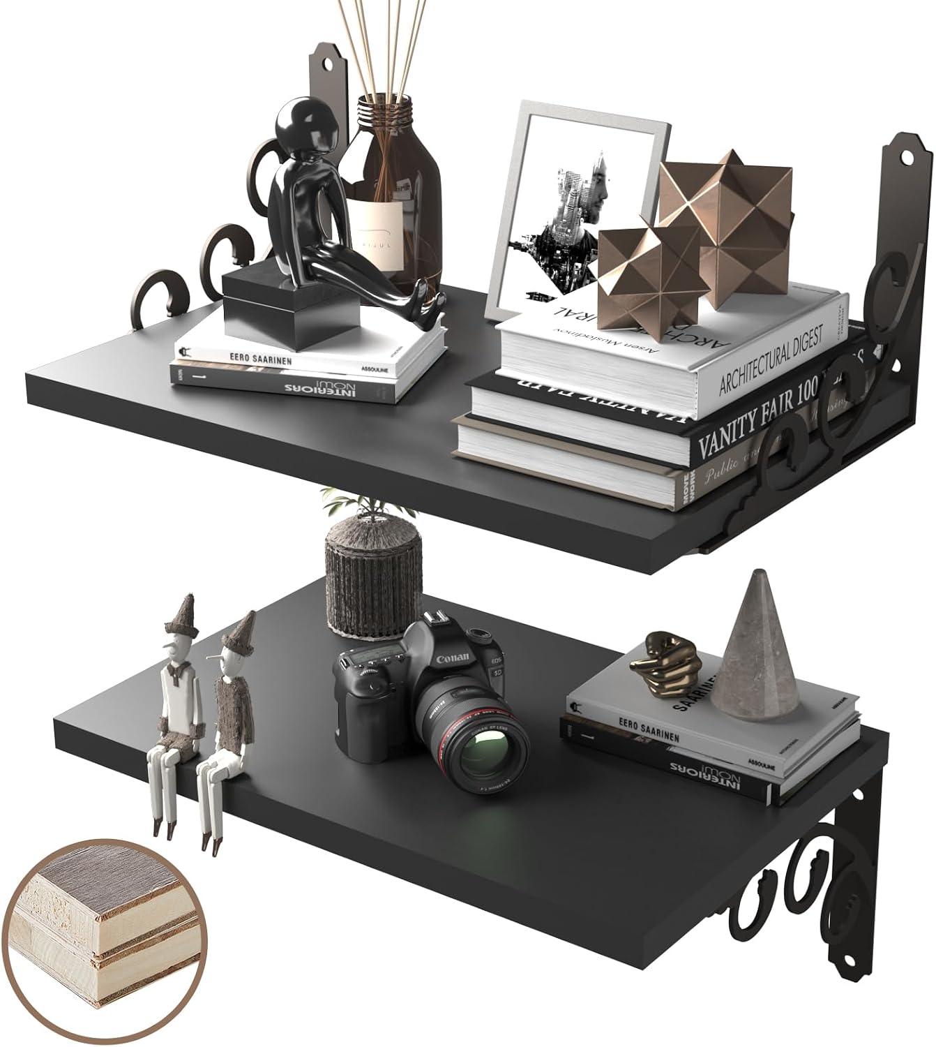 Amazon.com: IARTOPS Deep Wall Shelves, 12 Inch Large Floating Shelves ...