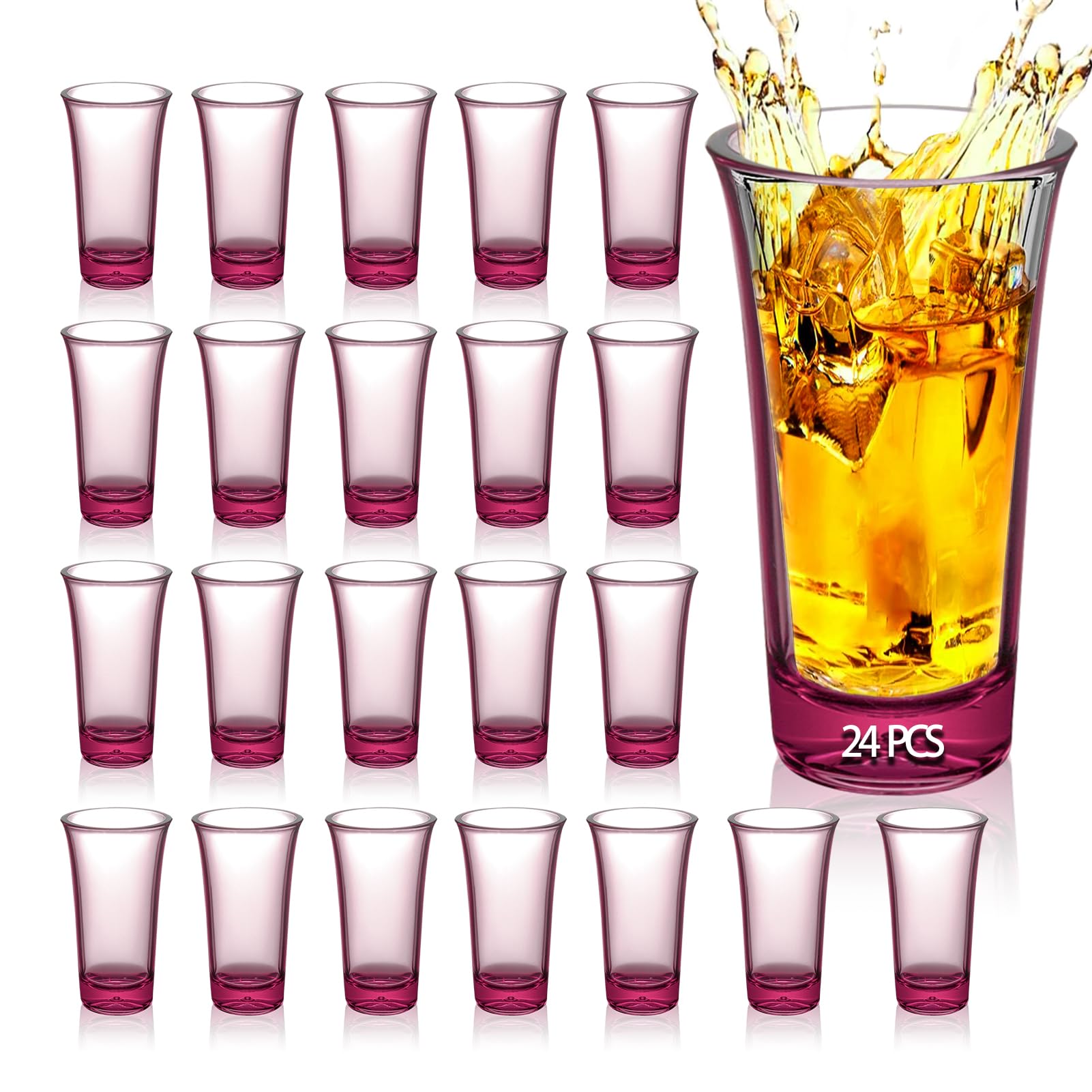 Amazon.com | ADOTBLOB Set of 24 Acrylic Clear Shot Glasses- Thick Base ...