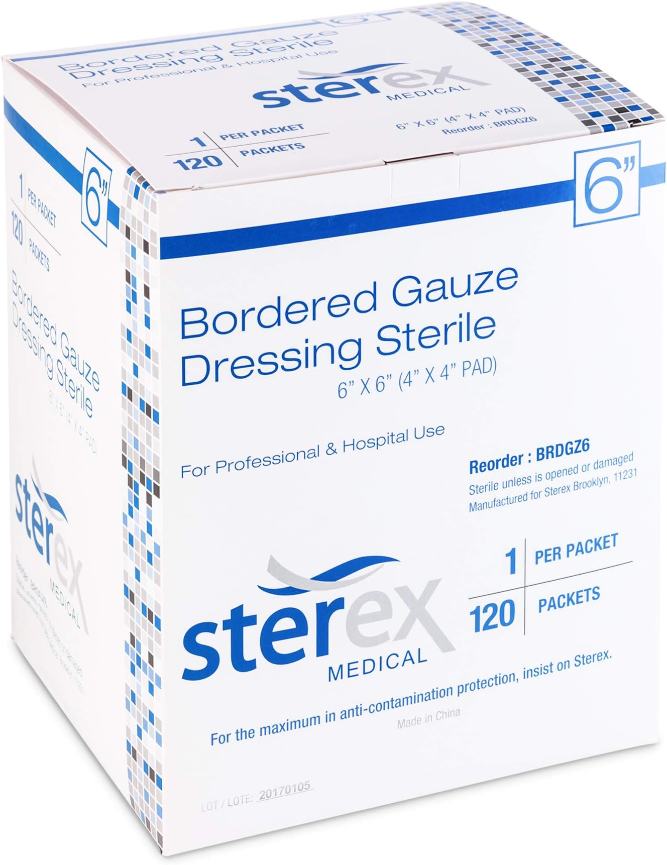 Amazon.com: Sterex Bordered Gauze 6x6 Sterile 120/Bx : Industrial ...
