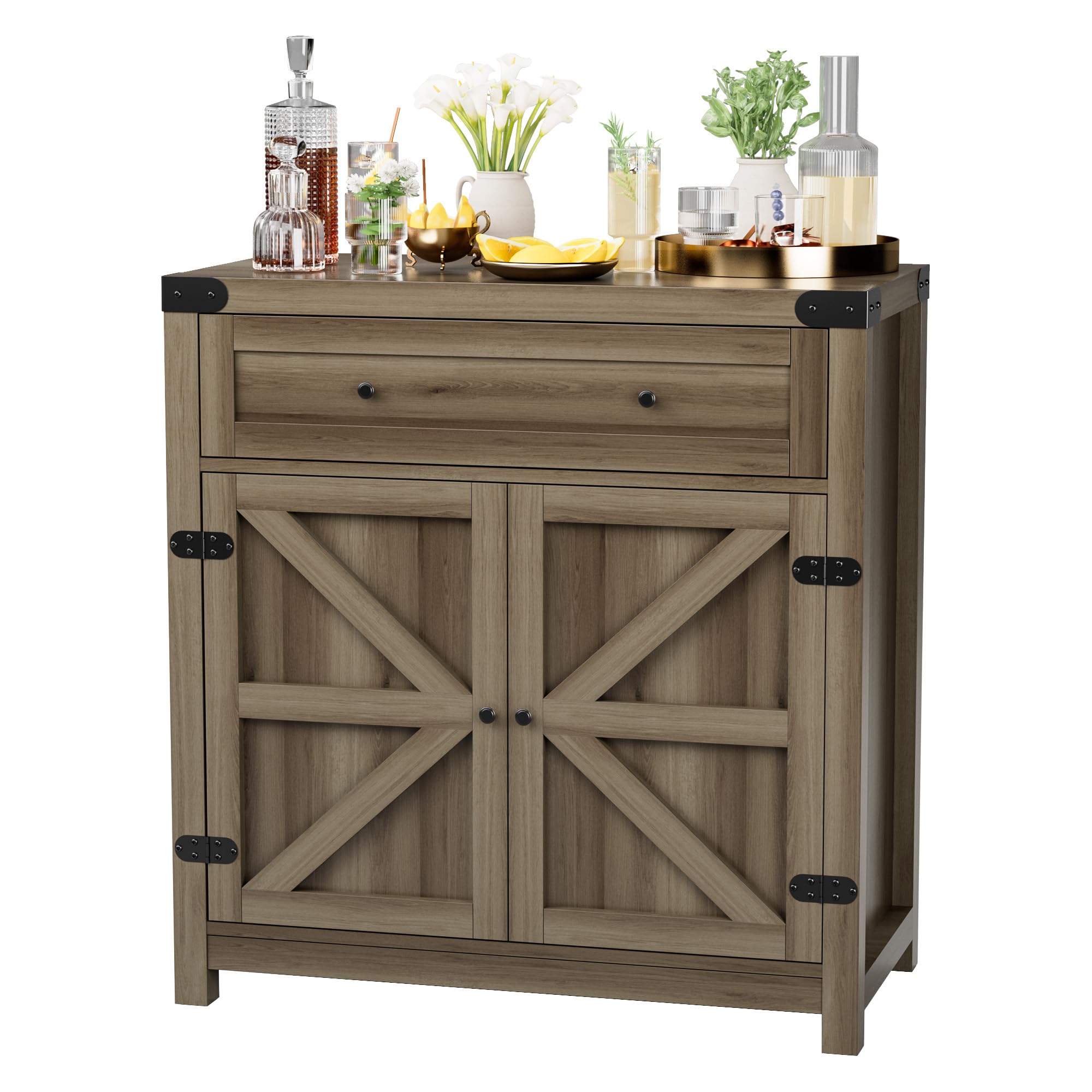 Amazon.com: JUMMICO Coffee Bar Cabinet Farmhouse Kitchen Sideboard ...