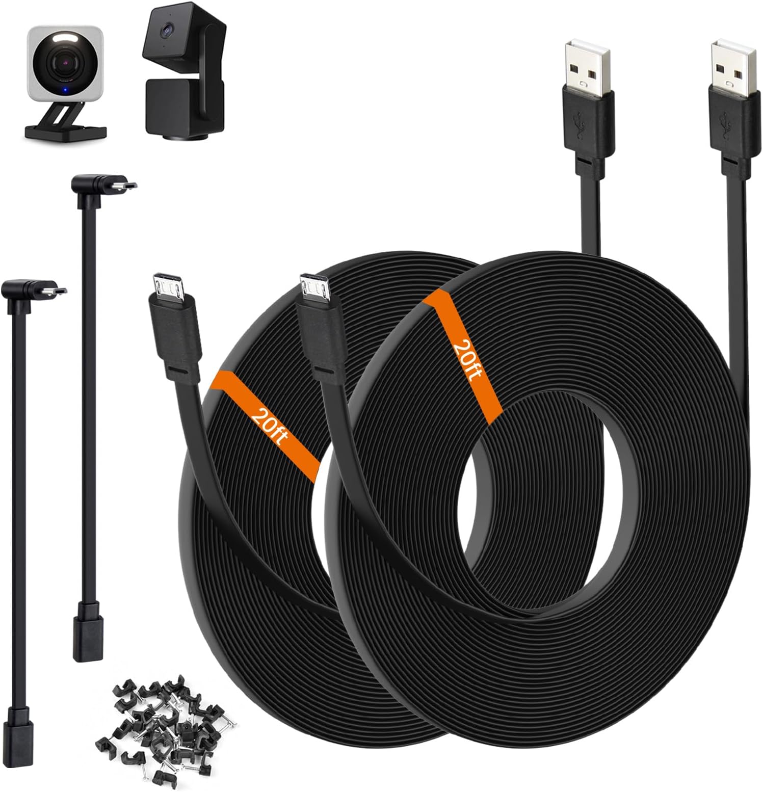 Amazon.com : 2-Pack 20ft Power Extension Cable Compatible with Wyze Cam ...