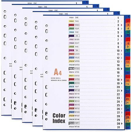 Index, A4, Extra Wide, 1-20 Mylar Tabs : Amazon.co.uk: Stationery ...