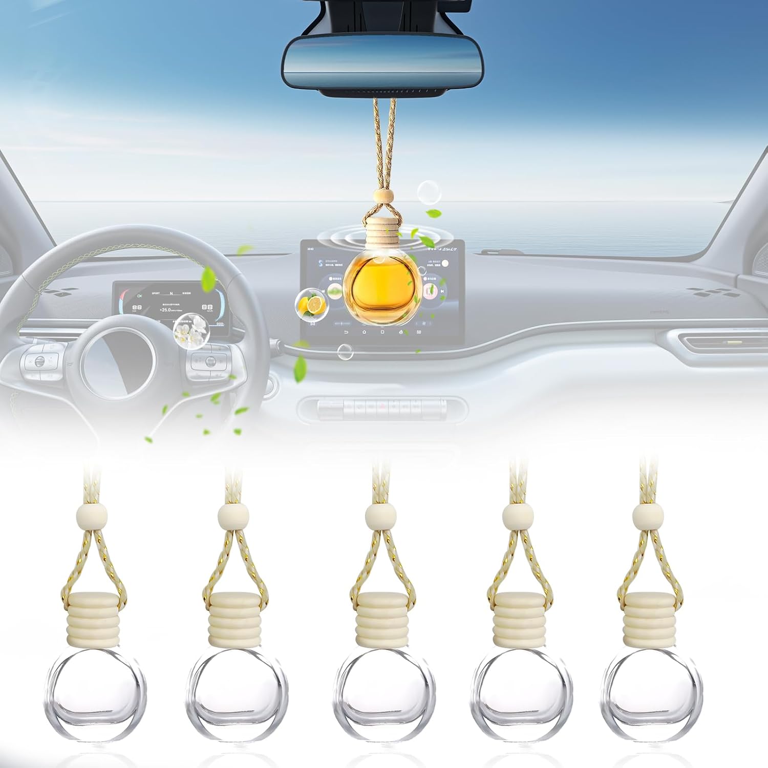 Amazon.com: Gliry 5Pcs Interior Hanging Car Air Freshener Diffuser ...