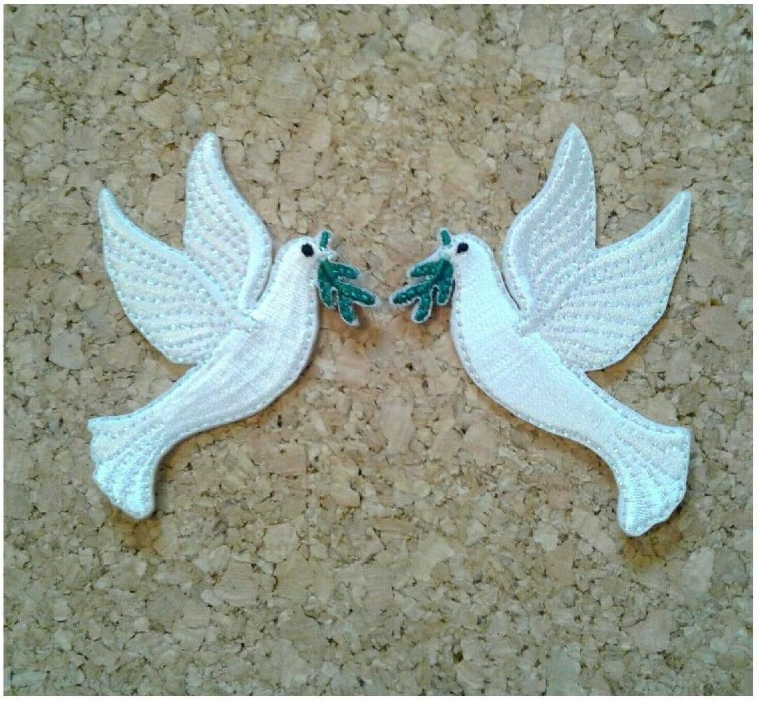 Amazon.com: Dove Embroidered Iron On Applique Patches - Set of 2 - W ...