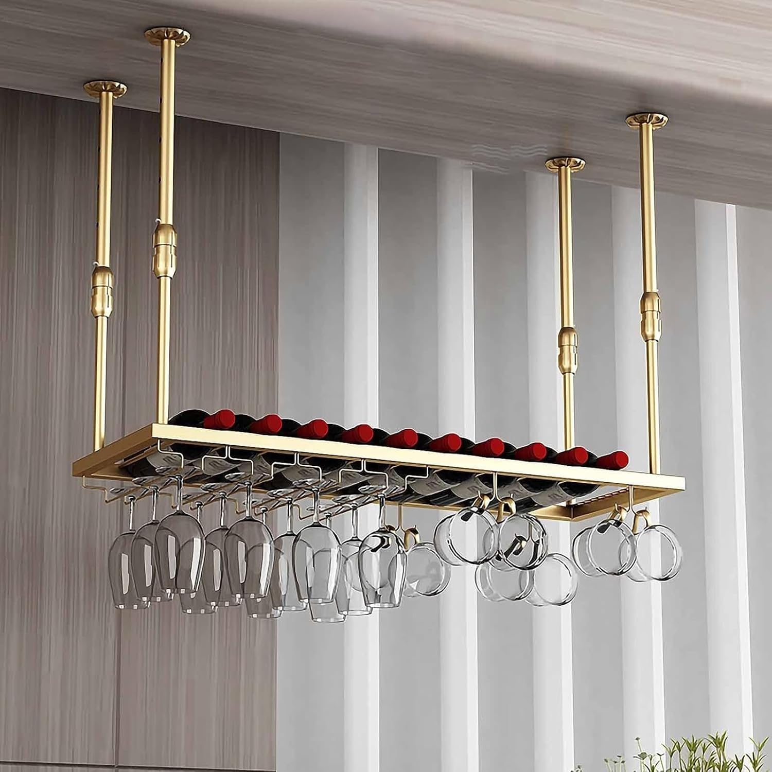 Amazon.com: XAWSOP Ceiling Glass Rack, Hanging Rack with Glass Holder ...